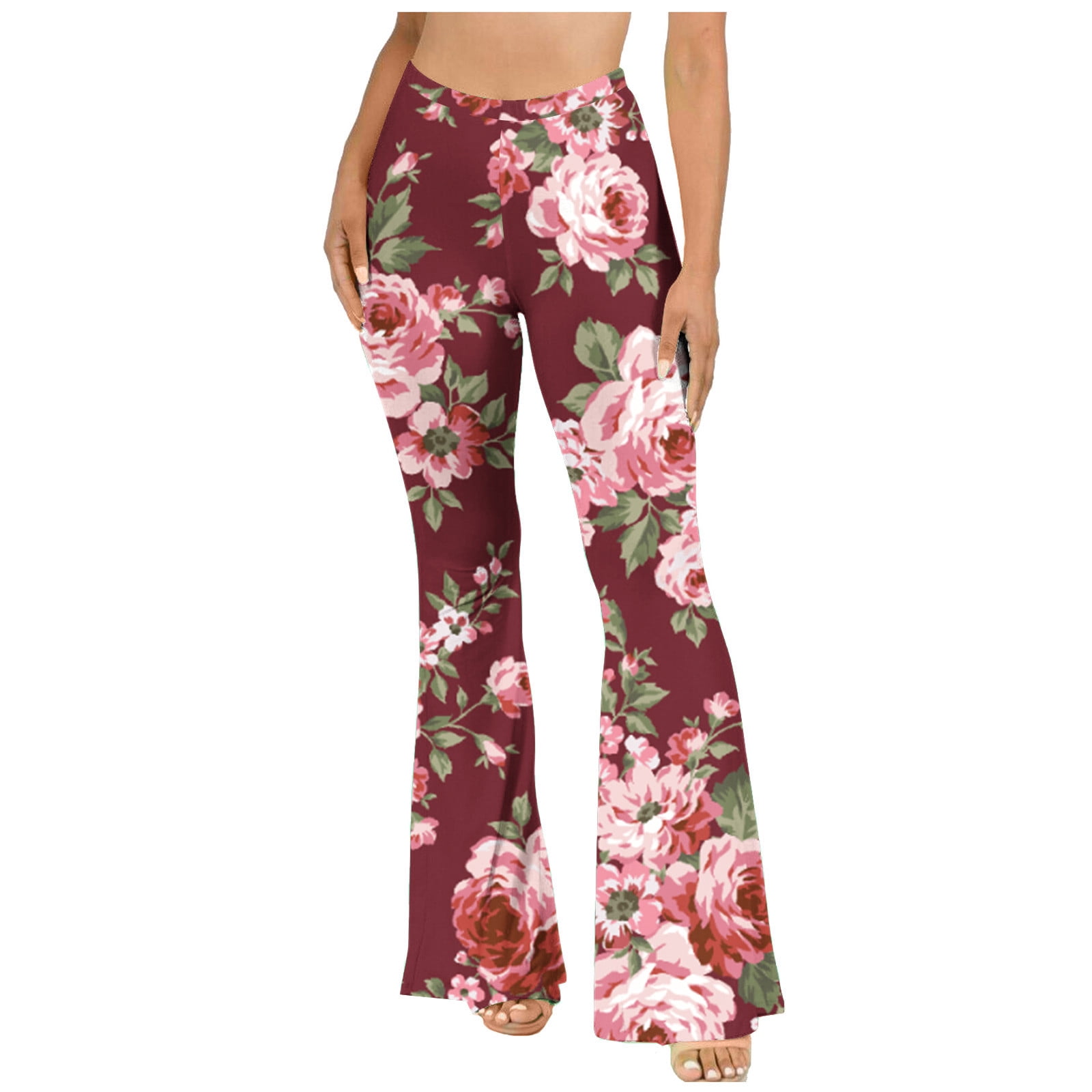 ZZwxWA Women's Flare Slacks Bohemian Hippie Vintage Unpositioned Floral ...