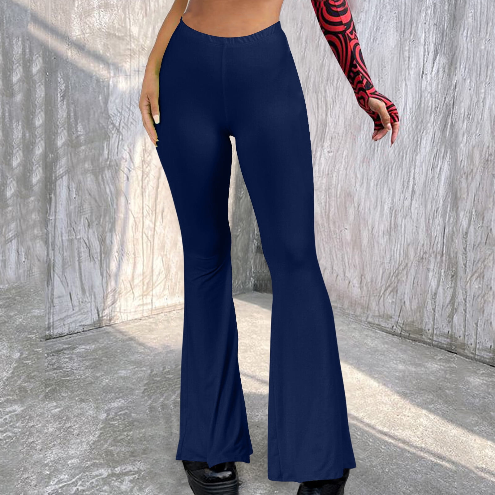 ZZwxWA Women's Solid Color Flare Slacks Bohemian Hippie Vintage Pants ...
