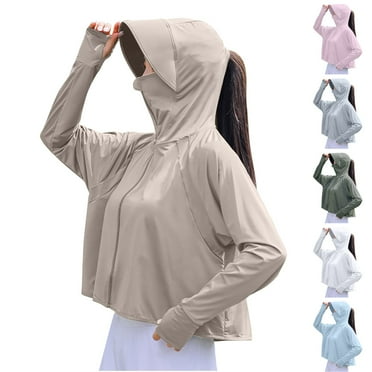 GEWSEY SPF Shirt Women Sun Protection Clothing UPF 50+ Hoodie with Face Cover UV Hiking Long ...