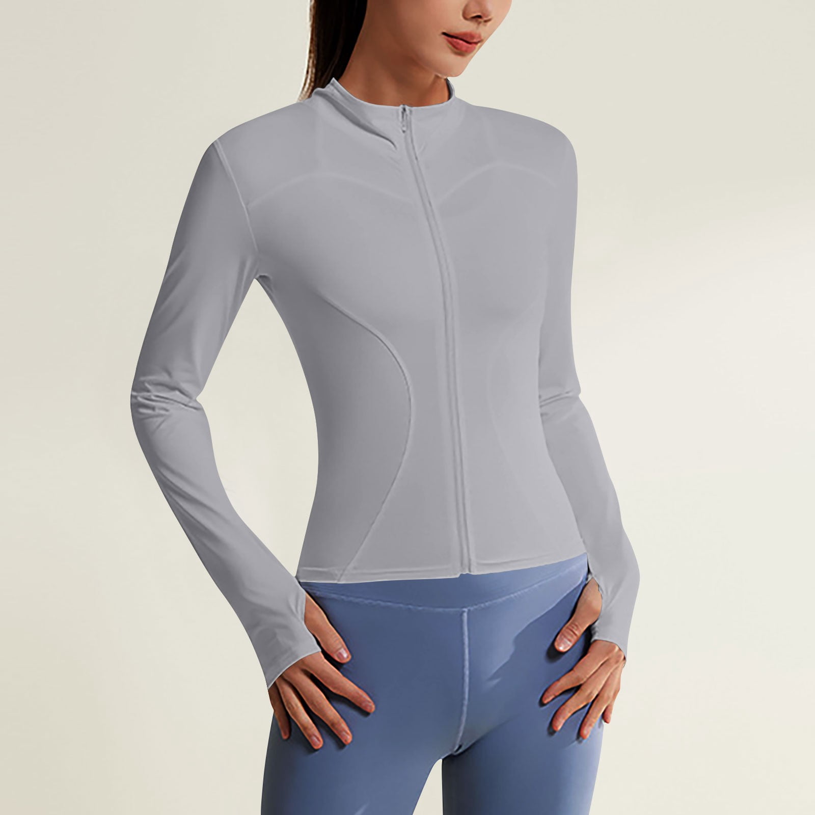 ZZwxWA Womens Slim Fit Lightweight Athletic Full Zip Stretchy Workout ...