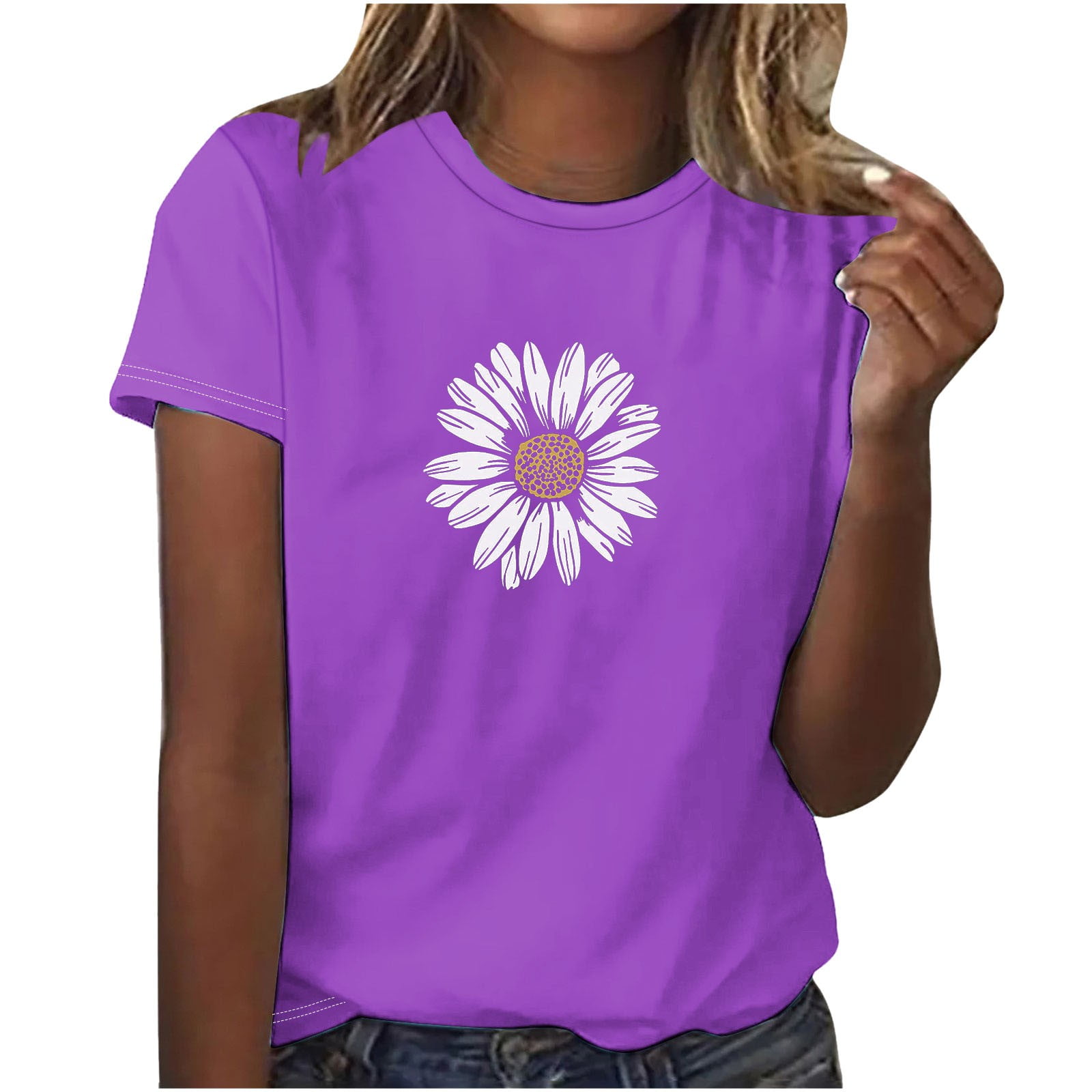 Zzwxwa Womens Tops Womens Retro Printed T Shirt Round Neck Short