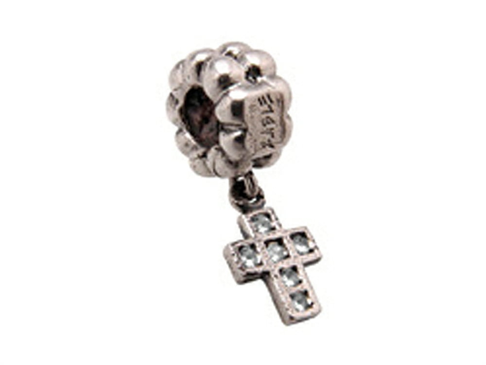 Zable Sterling Silver Dangle Cross with Cubic Bead / Charm - Walmart.com