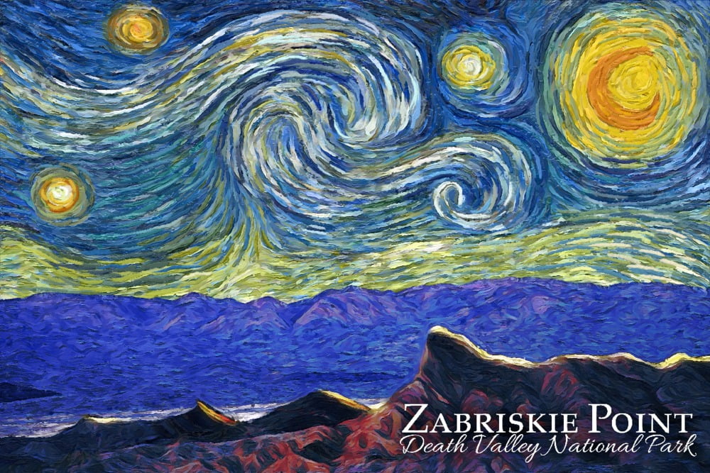 Zabriskie Point, Death Valley National Park, California, Starry Night ...