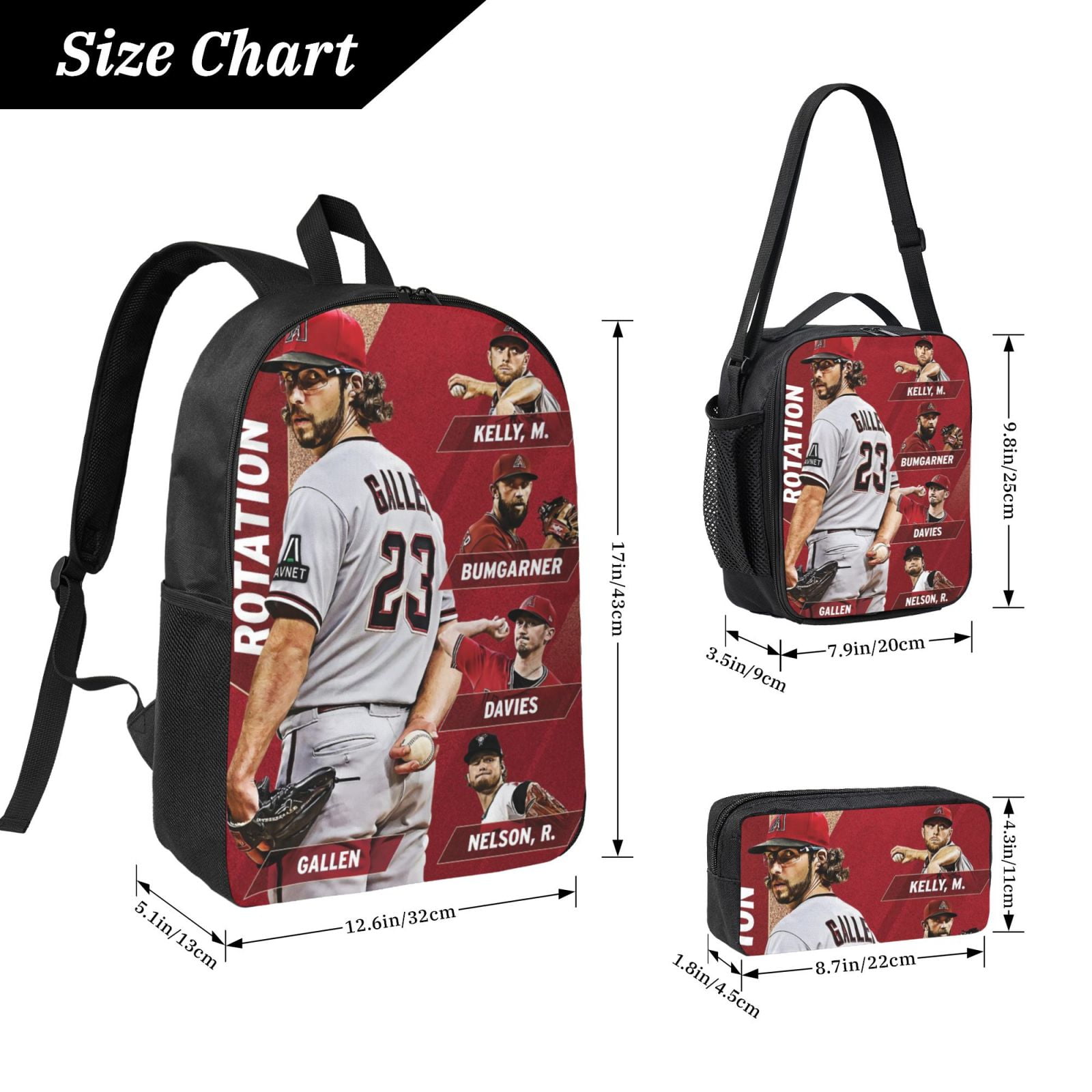 Zac Gallen ‌2025 Baseball-Themed Backpack Set -17 Inch with Insulated ...