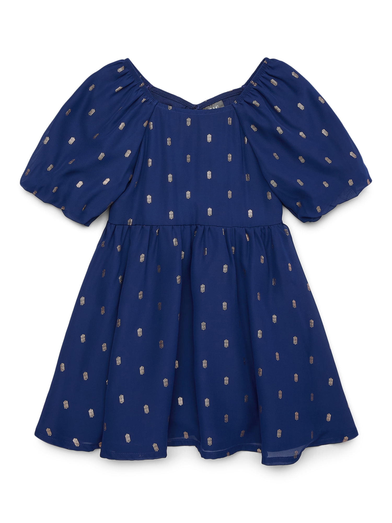 ZAC KIDS Girls Floral Ruffle Chiffon Dress, Gold-Foil Print, Sizes 4-18 ...