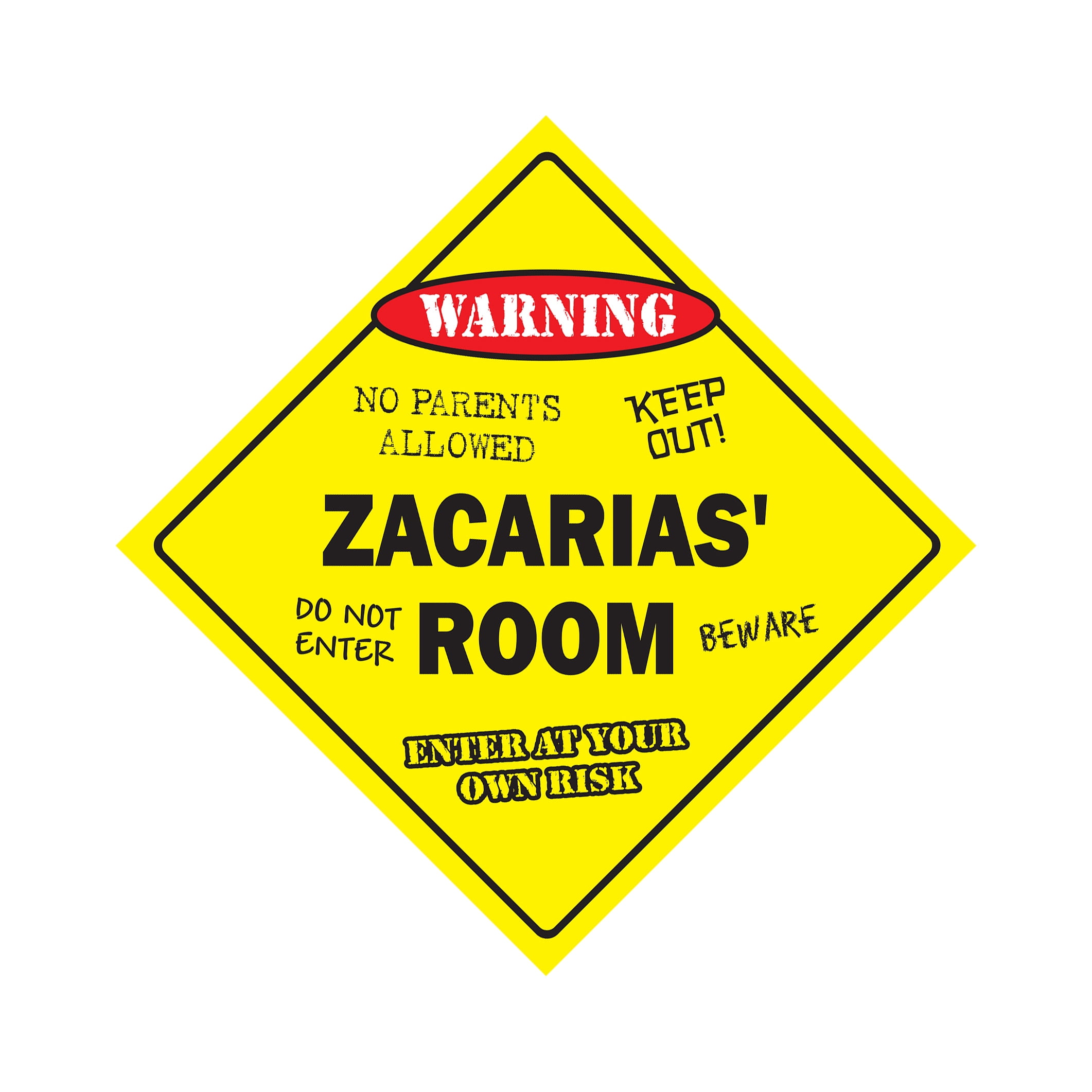 Zacarias' Room Sign Crossing Zone Xing | Indoor/Outdoor | 14" Tall kids ...