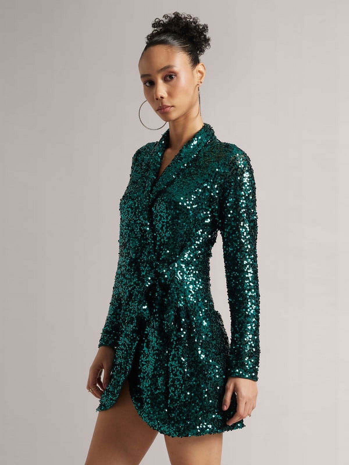 Zaccai Women's Green Poly Elastane Sequined Wrap Dress - Walmart.com