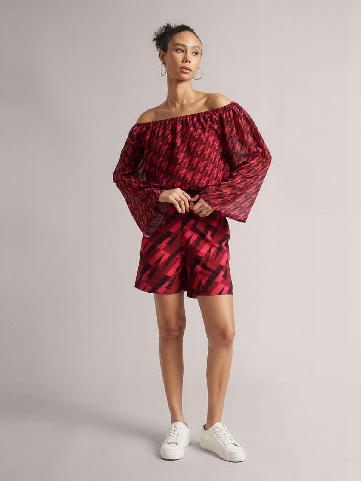 Zaccai Women's Pink Georgette Geometric Co-ord Set - Walmart.com