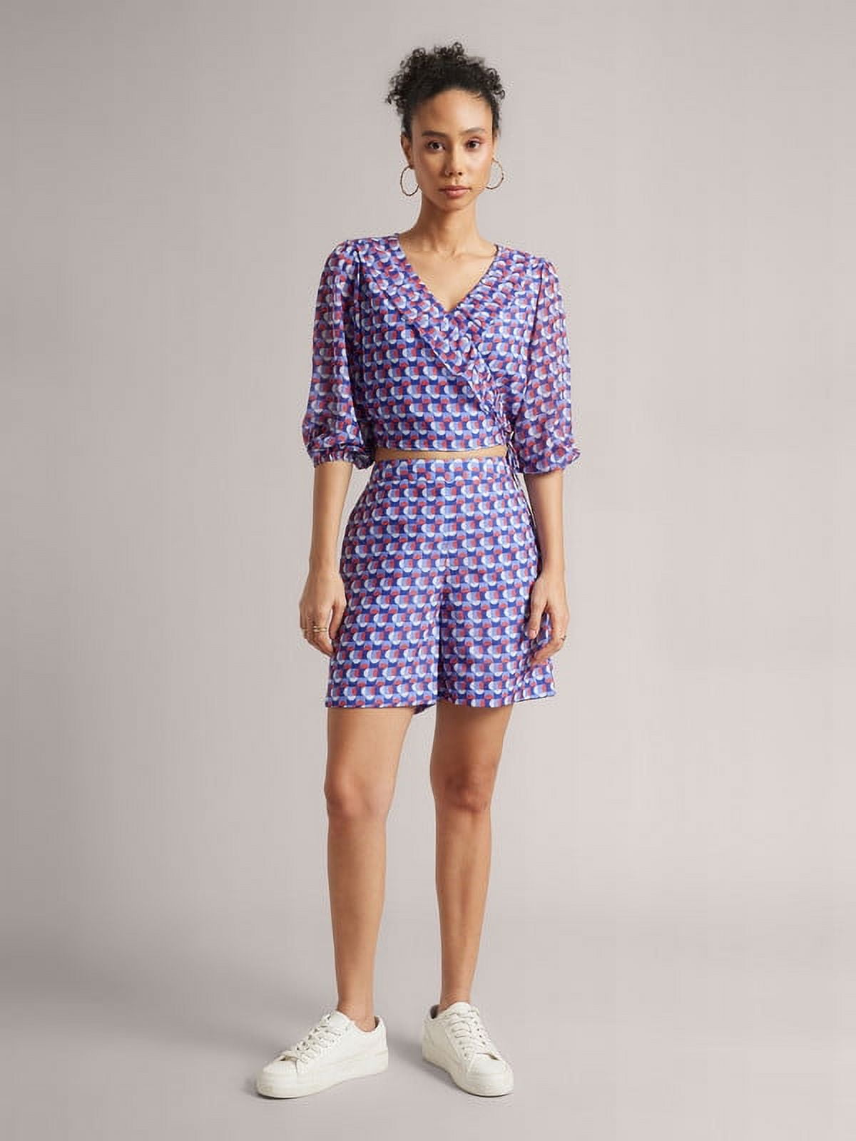 Zaccai Women's Purple Georgette Geometric Wrap Co-ord Set - Walmart.com