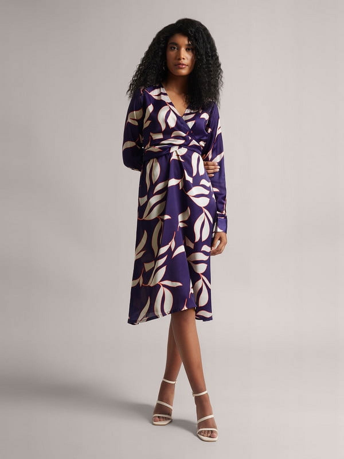 Zaccai Women's Purple Satin Abstract A-Line Dress - Walmart.com