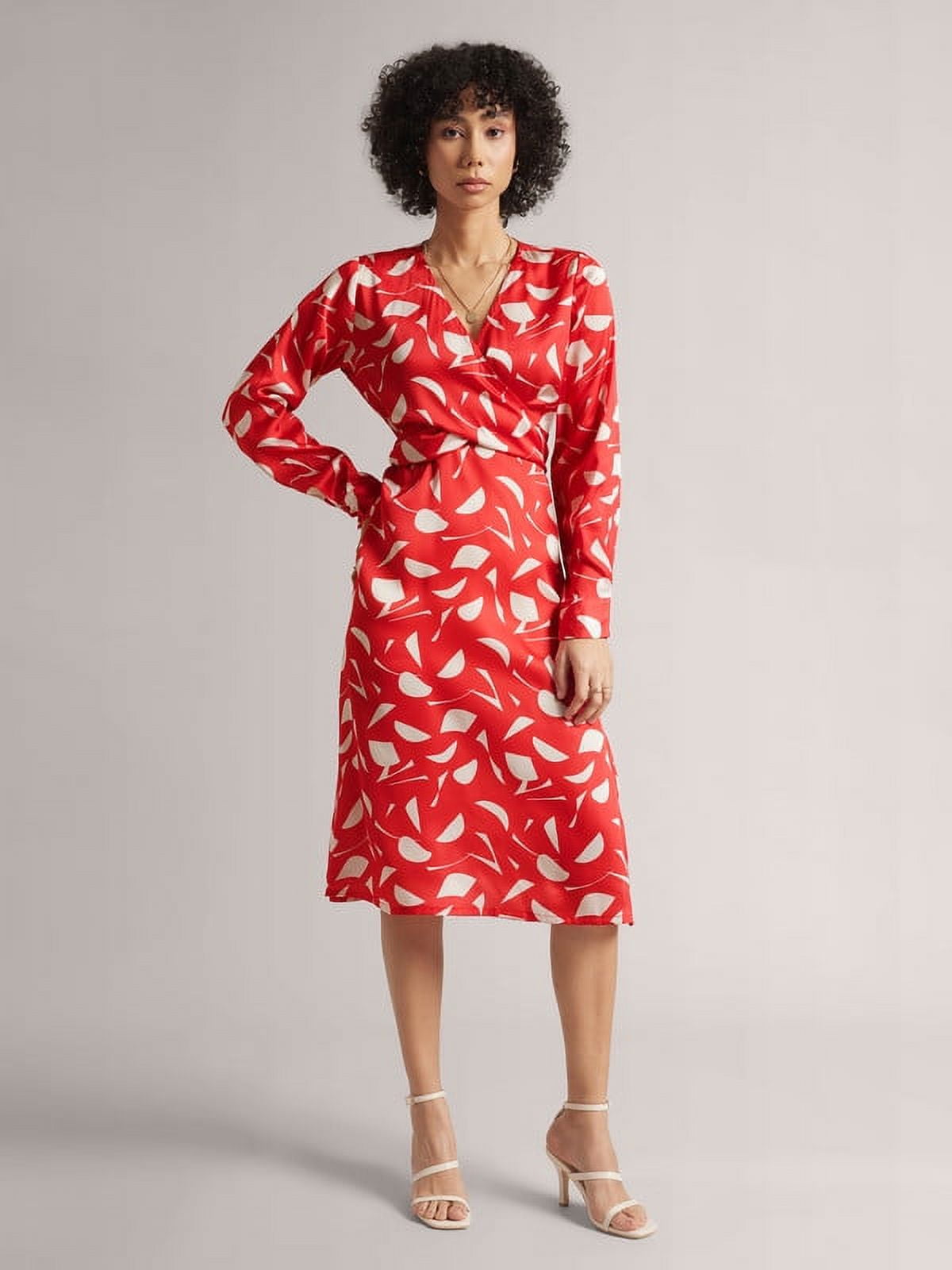 Zaccai Women's Red Satin Abstract A-Line Midi Dress - Walmart.com