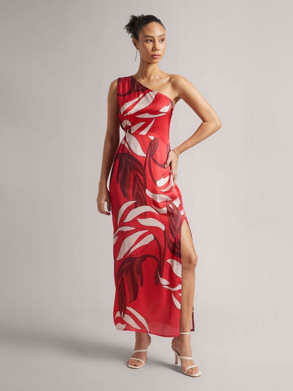 Zaccai Women's Red Satin Abstract Side Cut-Out Maxi Dress - Walmart.com