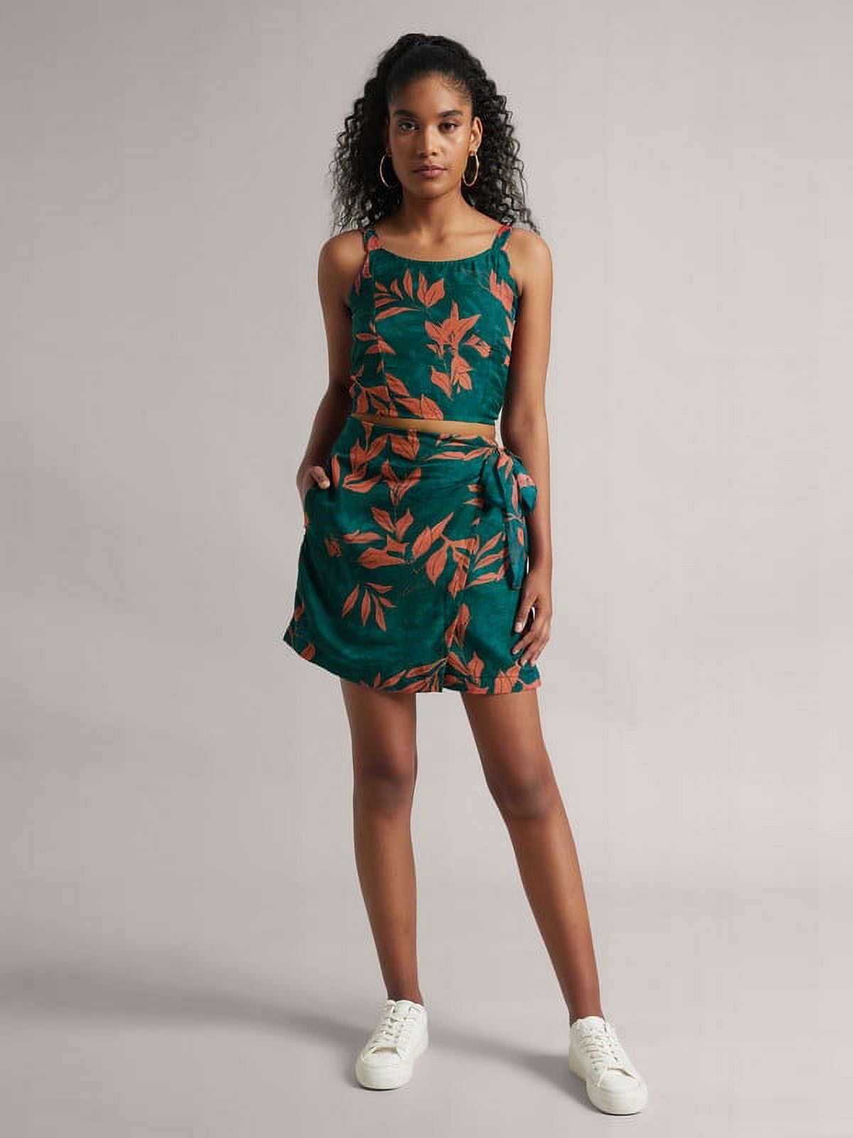 Zaccai Women's Teal Green Organza Abstract Back Smocking Co-ord Set ...