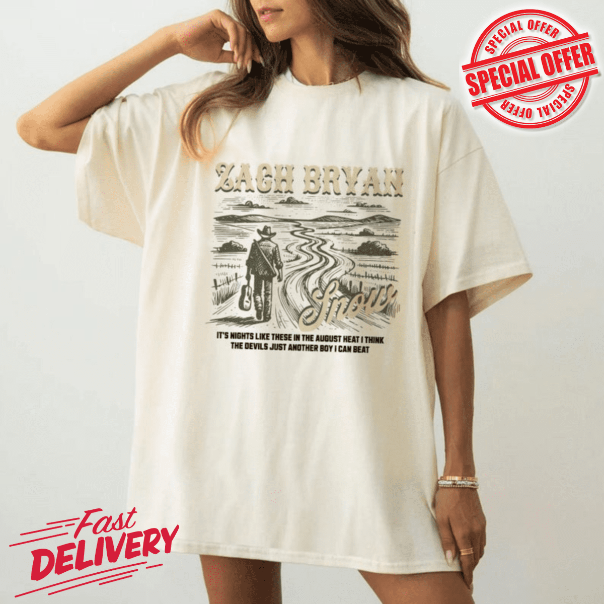 Zach Bryan Concert Tshirt The Quittin Time Tour 2024 Oversize Graphic Tee - Walmart.com