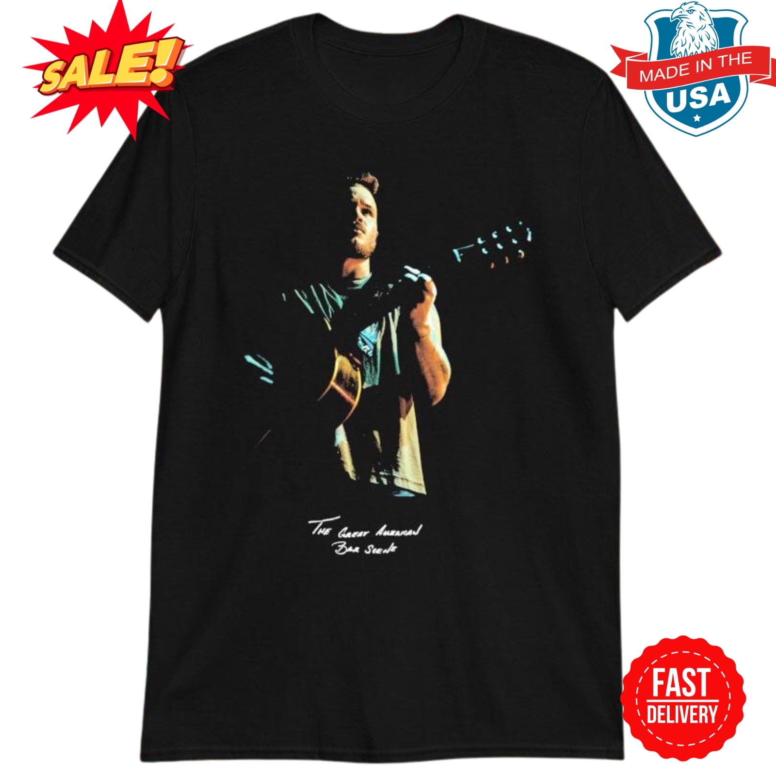 Zach Bryan The Great American Bar Scene Guitar Script T-shirts - Walmart.com