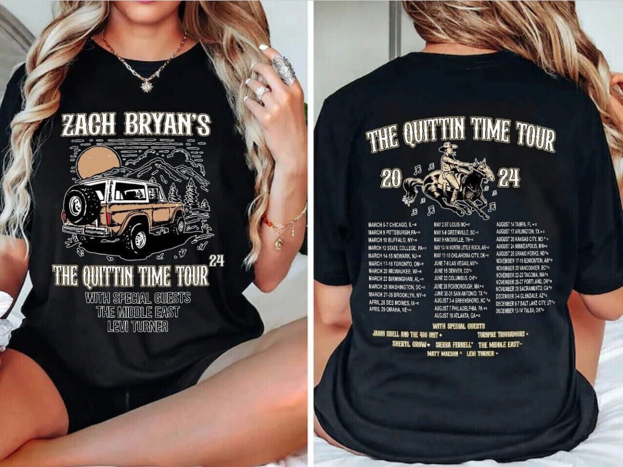 Zach Bryan The Quittin Time Tour 2024 T-Shirt - Walmart.com