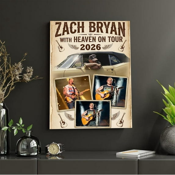Zach Bryan With Heaven On Tour 2026 Poster, Country Folk Concert Wall Art, Size 24x36 Unframed ...
