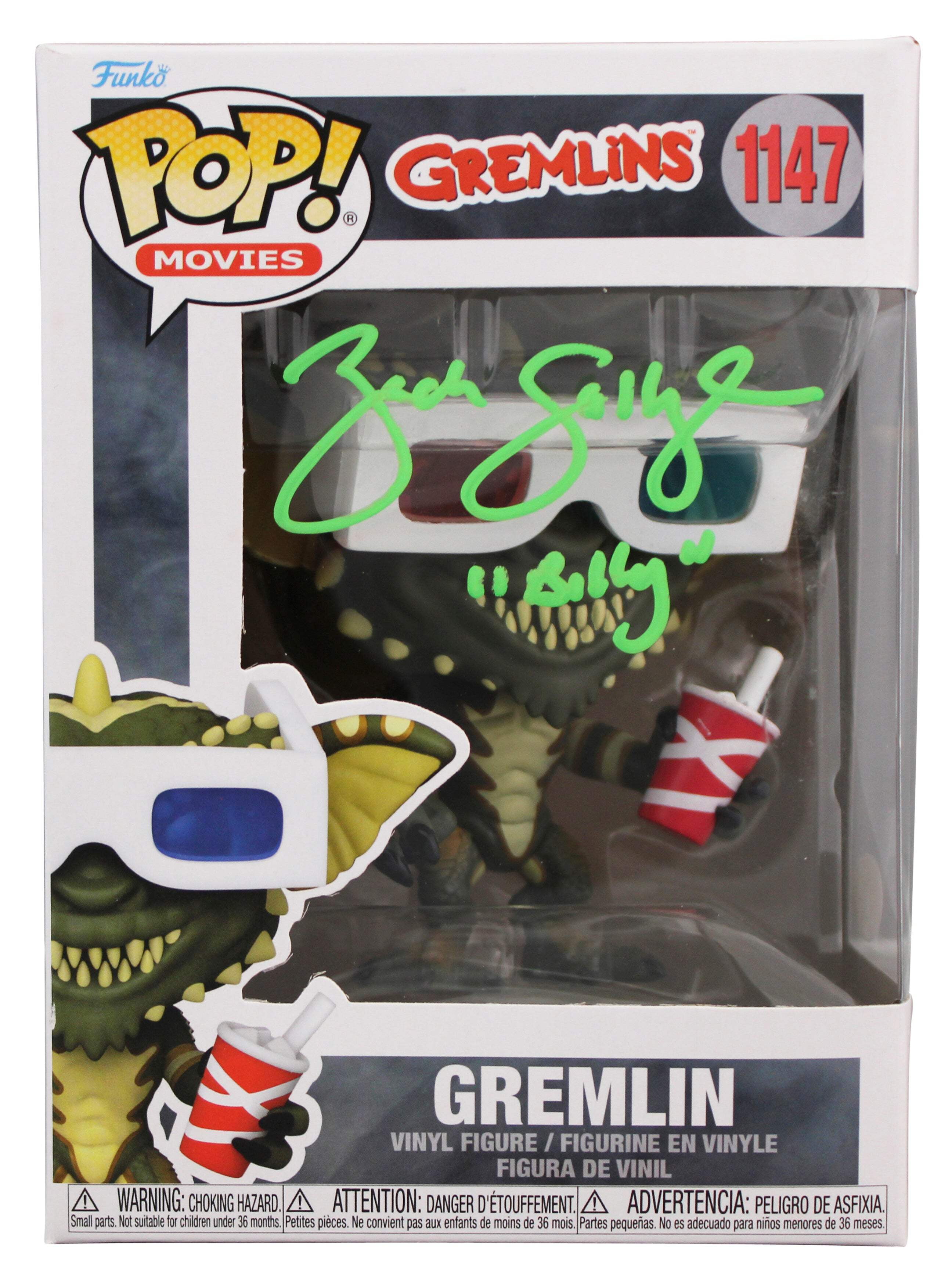 Zach Galligan Gremlins "Billy" Signed Gremlin #1147 Funko Pop Vinyl ...