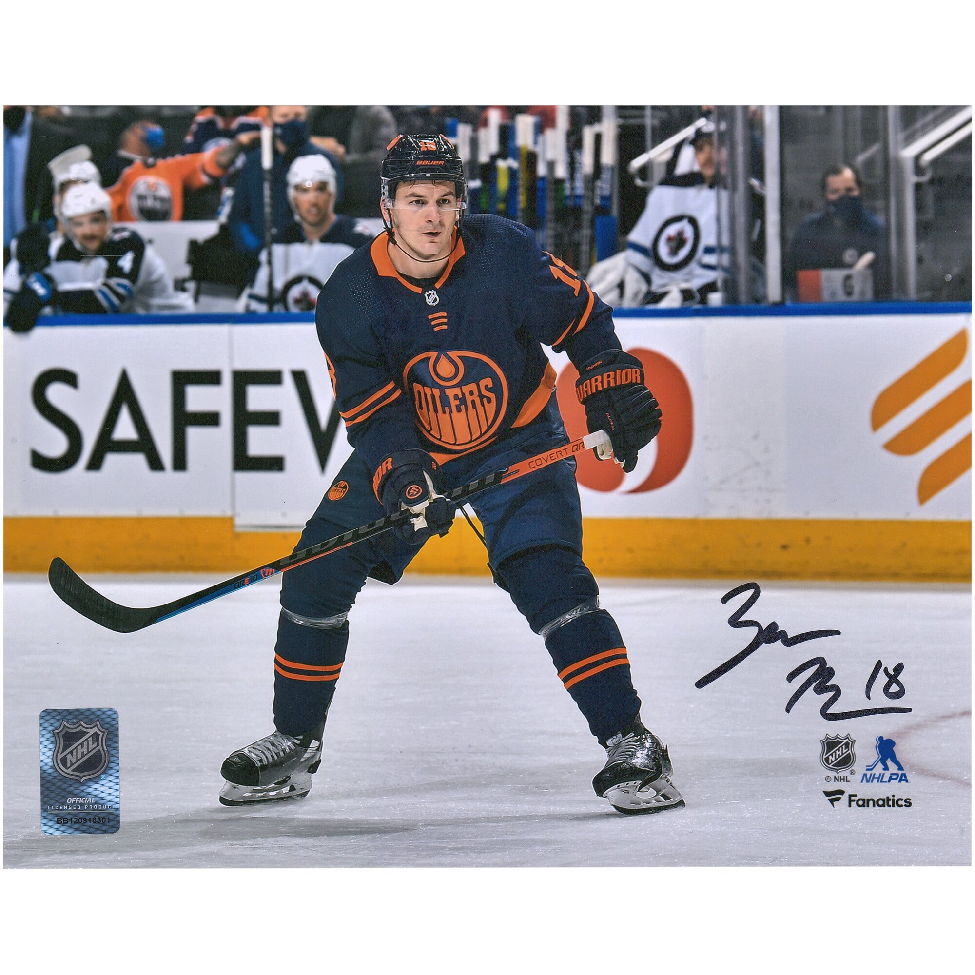 Zach Hyman Edmonton Oilers Autographed 8" x 10" Navy Skating Photograph ...