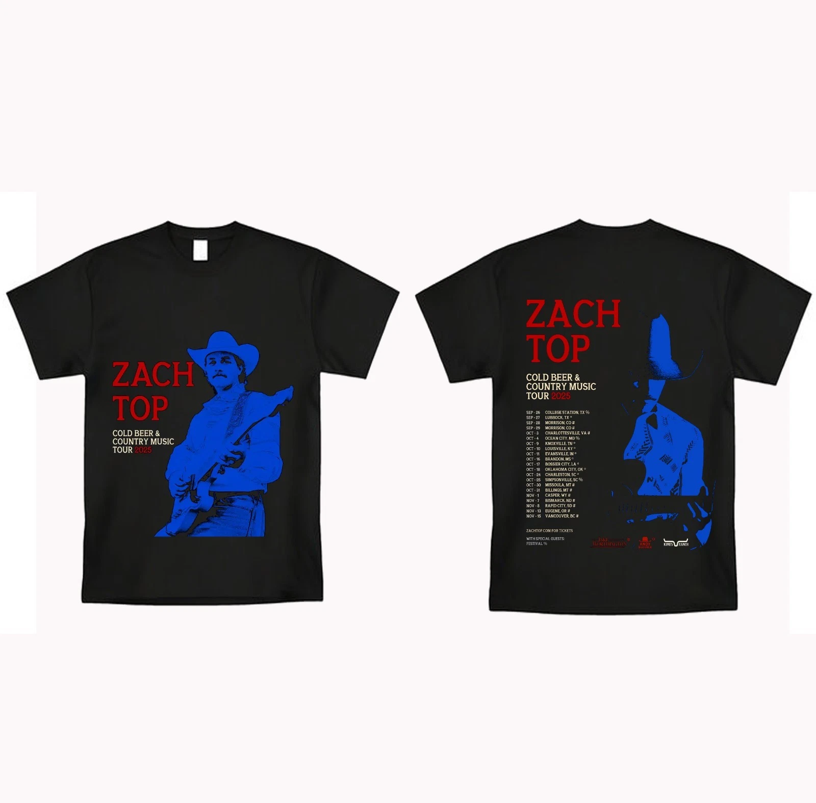 Zach Top – Cold Beer & Country Music Tour 2025 T Shirt,Black Color,Size ...