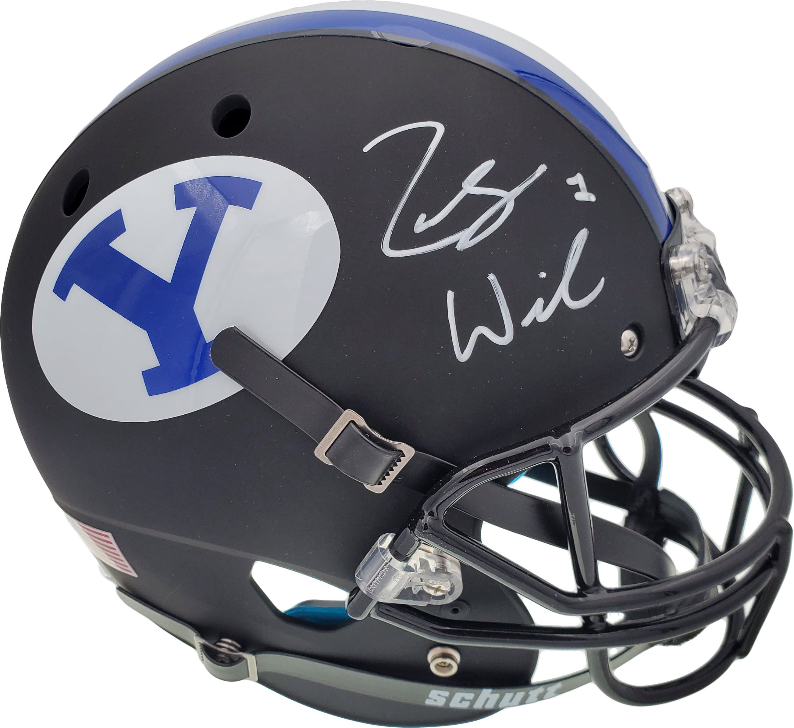 Zach Wilson Autographed BYU Cougars Matte Black Schutt Full Size ...