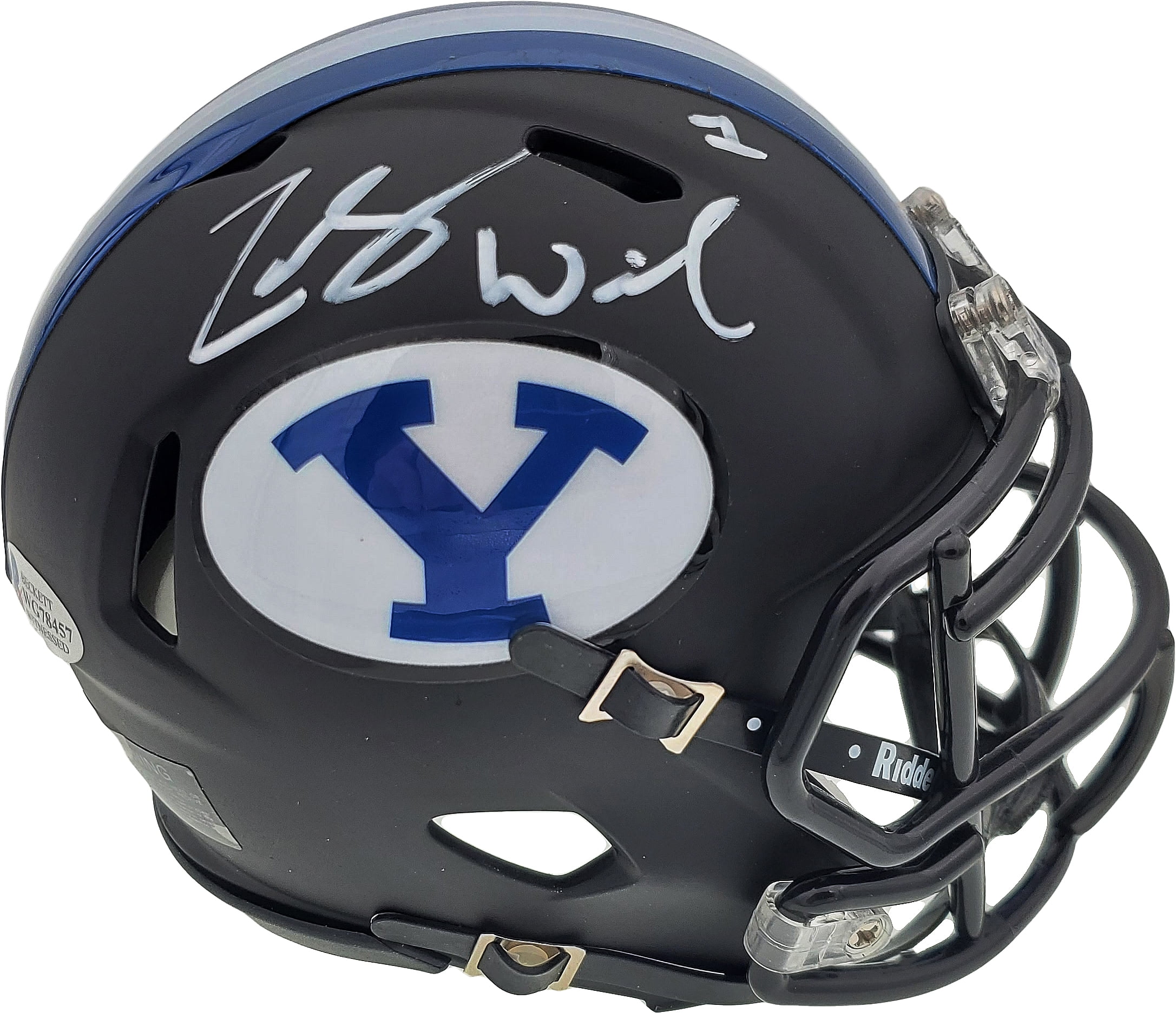 Zach Wilson Autographed BYU Cougars Matte Black Speed Mini Helmet ...