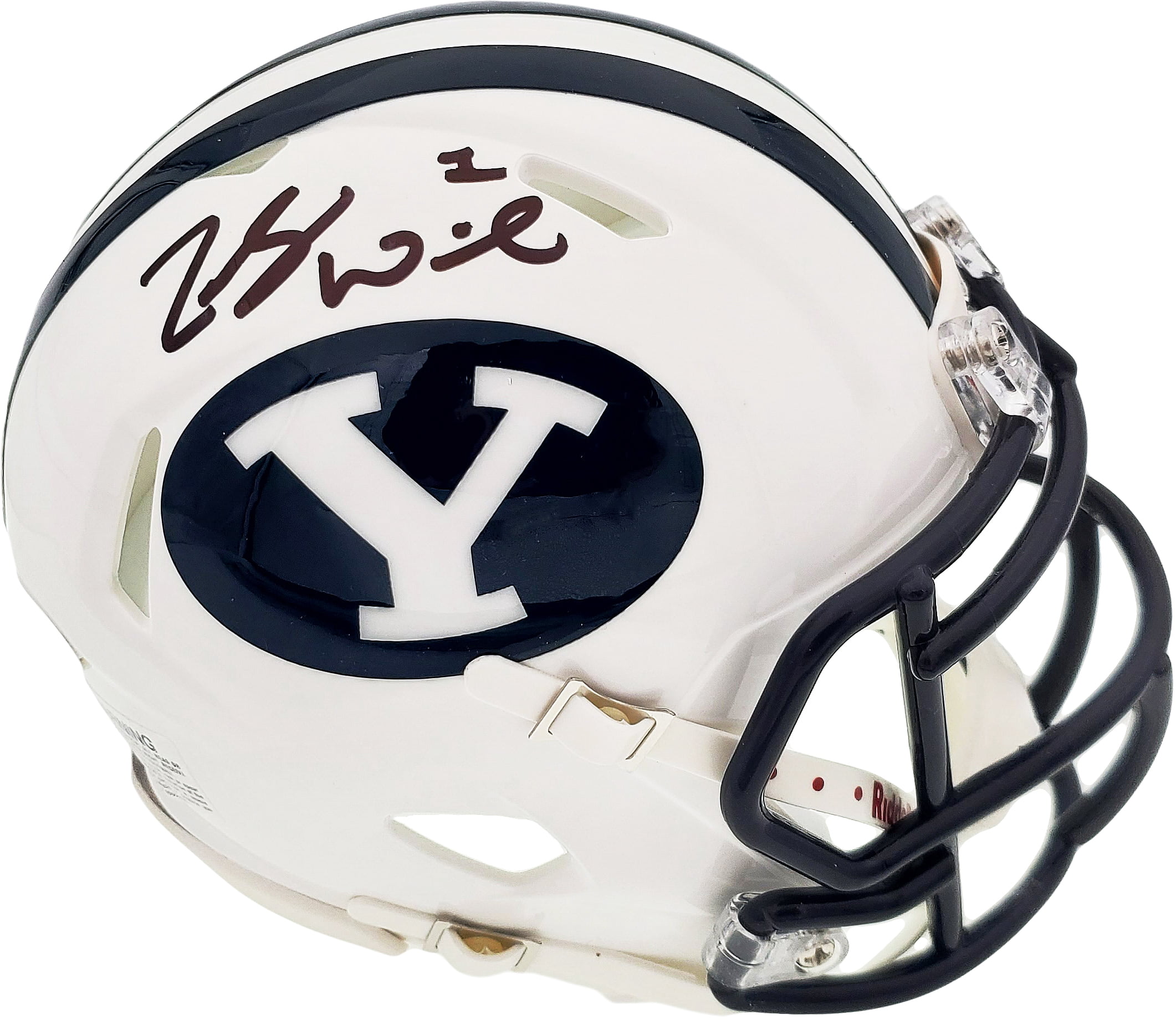 Zach Wilson Autographed BYU Cougars White Speed Mini Helmet Beckett BAS ...