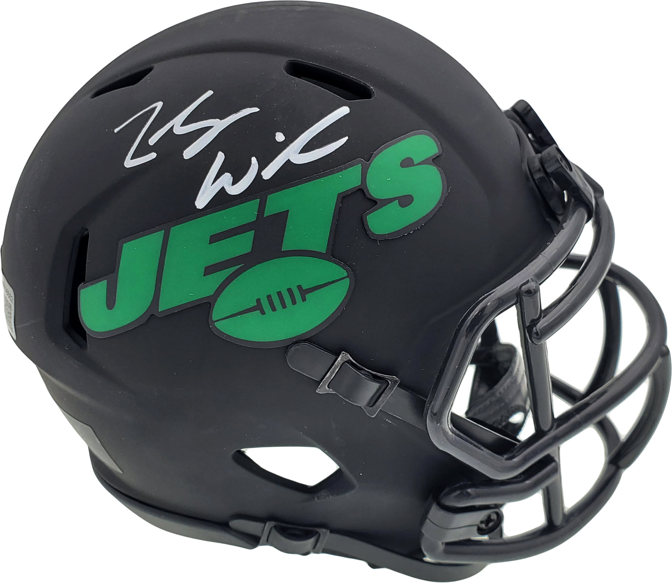 Zach Wilson Autographed New York Jets Eclipse Black Speed Mini Helmet ...