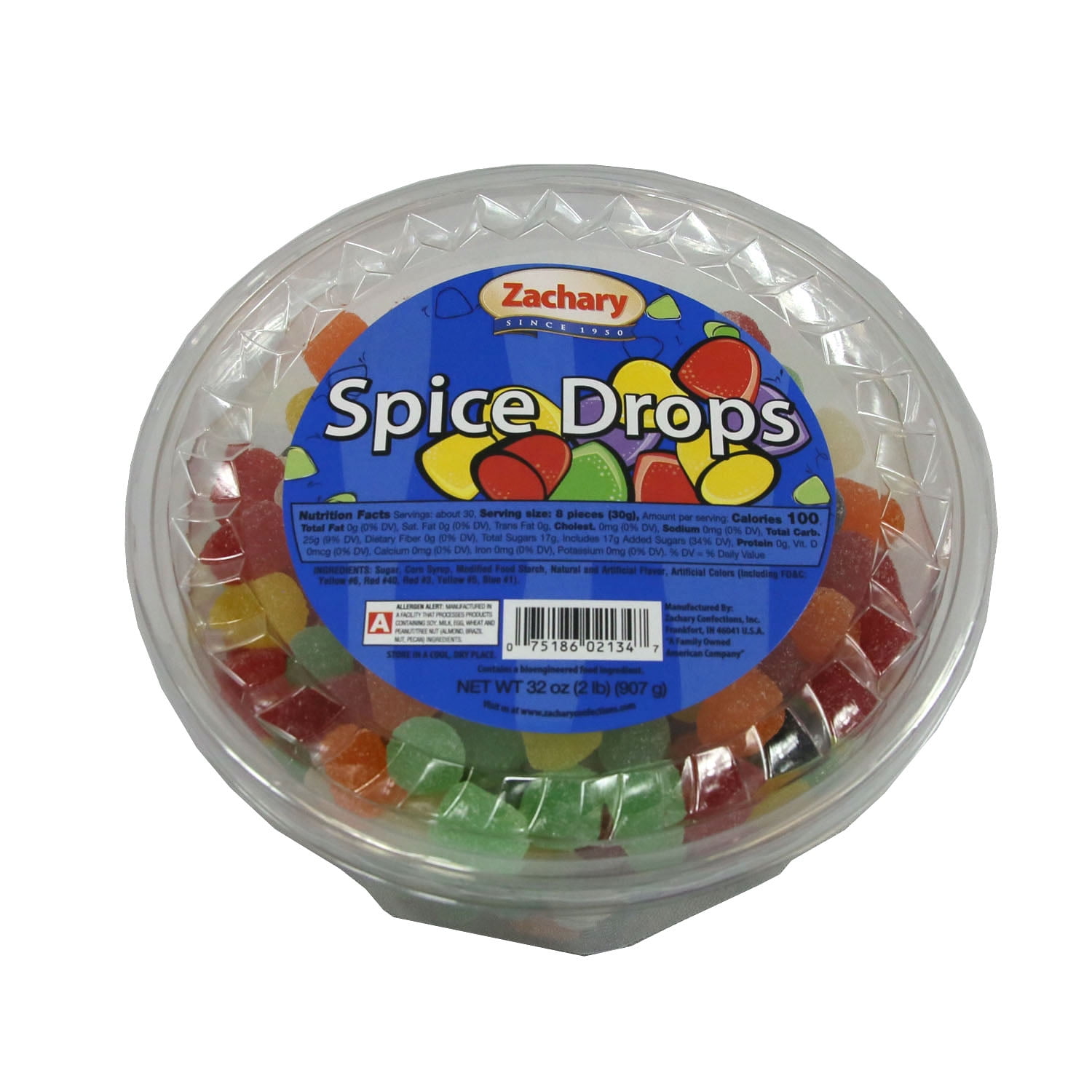 Zachary Assorted Flavored Gum Drops, 32 oz. Regular Size Jelly Candy ...
