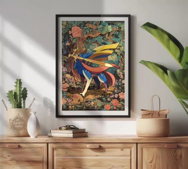 Zacian: Japanese Tapestry Style Pokemon Anime Poster - Printable Wall ...