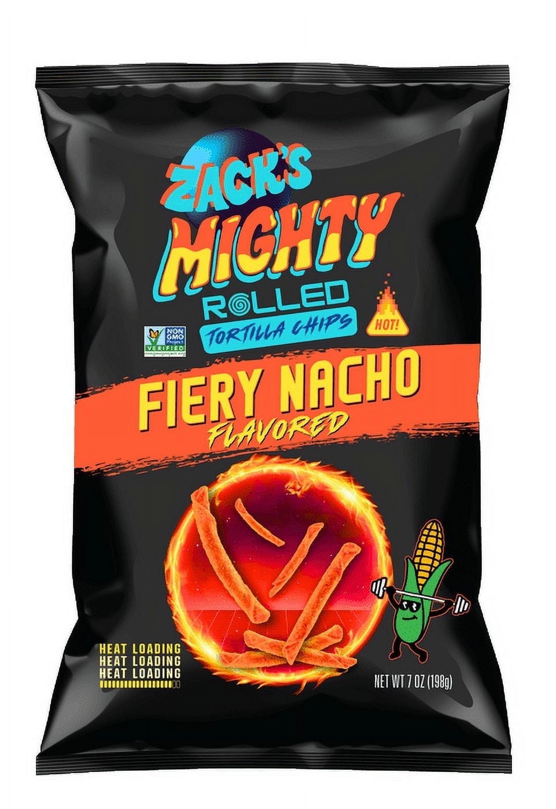 Zack's Mighty Tortilla Chips Rolled Non GMO Fiery Nacho - 7 oz Pack of ...