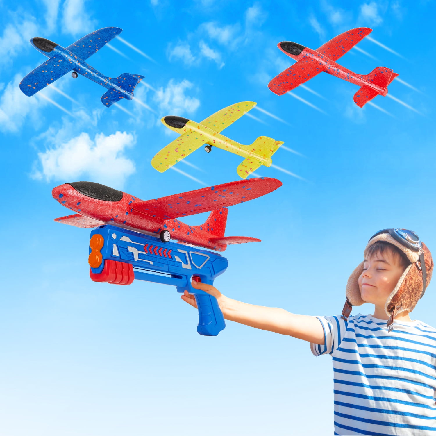 Zacro 3 Pack Airplane Launcher Toys, Foam Glider Catapult Airplane Toy ...