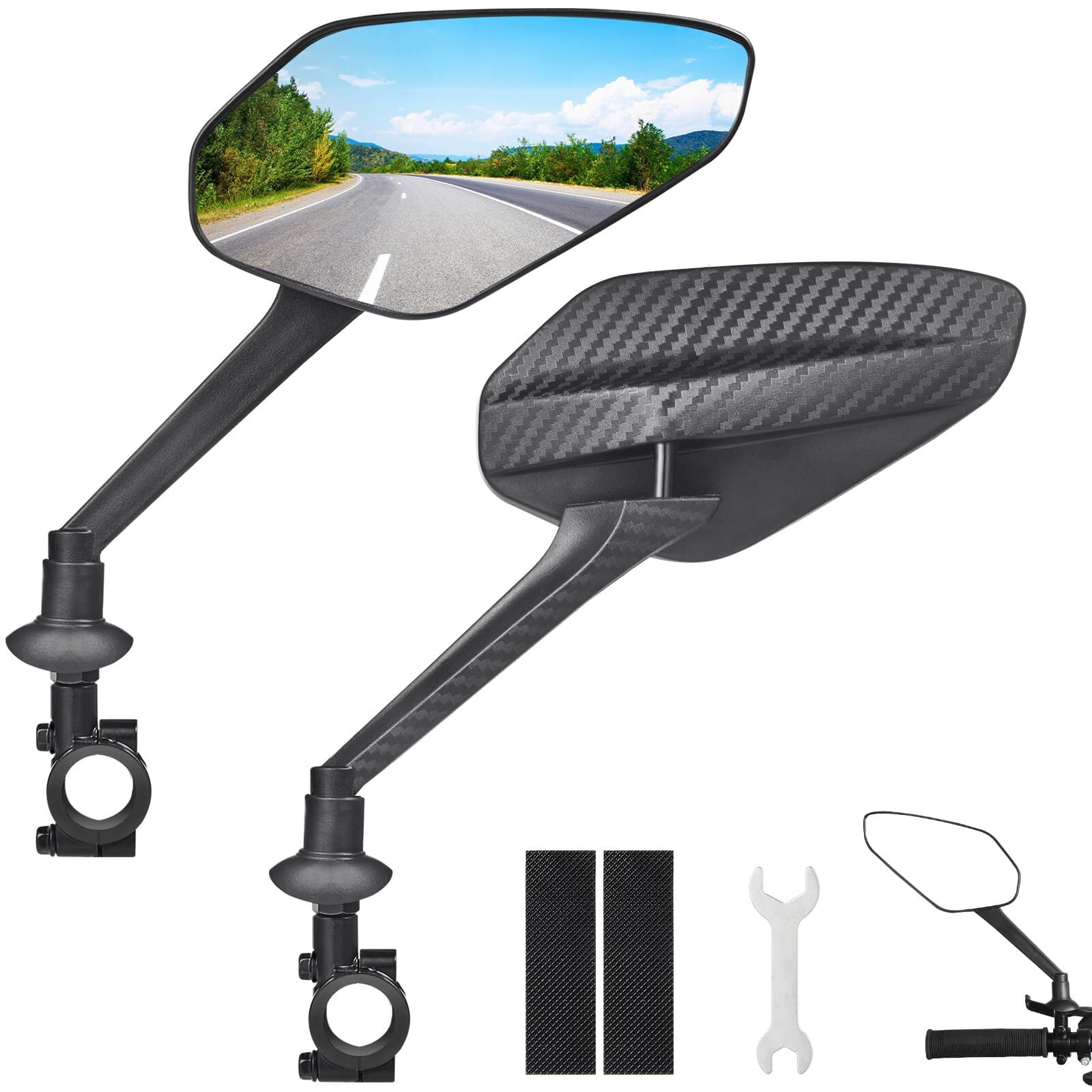 Bike Mirror 2 Pack, Adjustable 360° Rear View Mirrors with Scratch ...