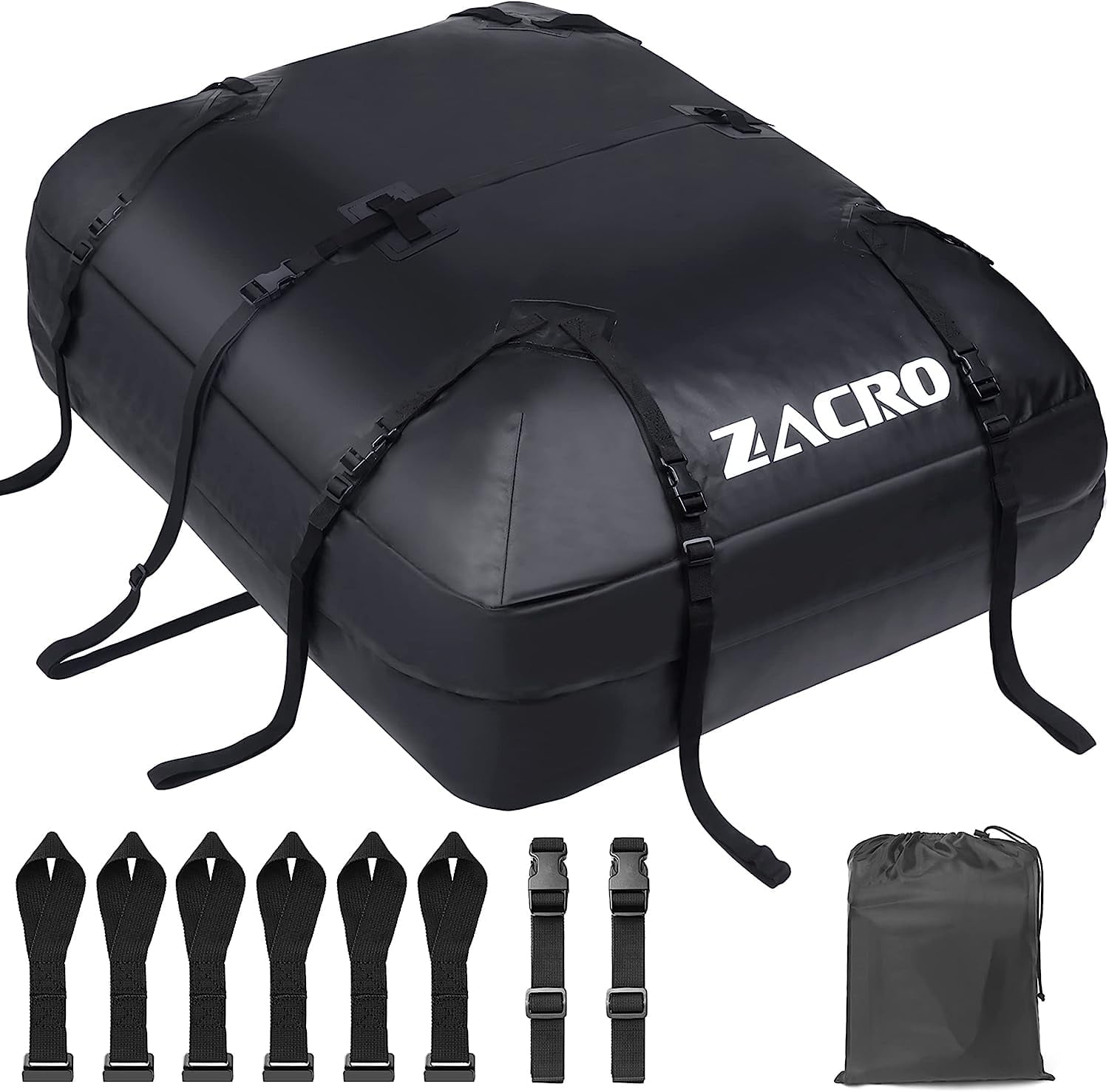 Zacro Car Roof Bag, 15 Cubic Waterproof Roof Top Cargo Bag, Foldable ...