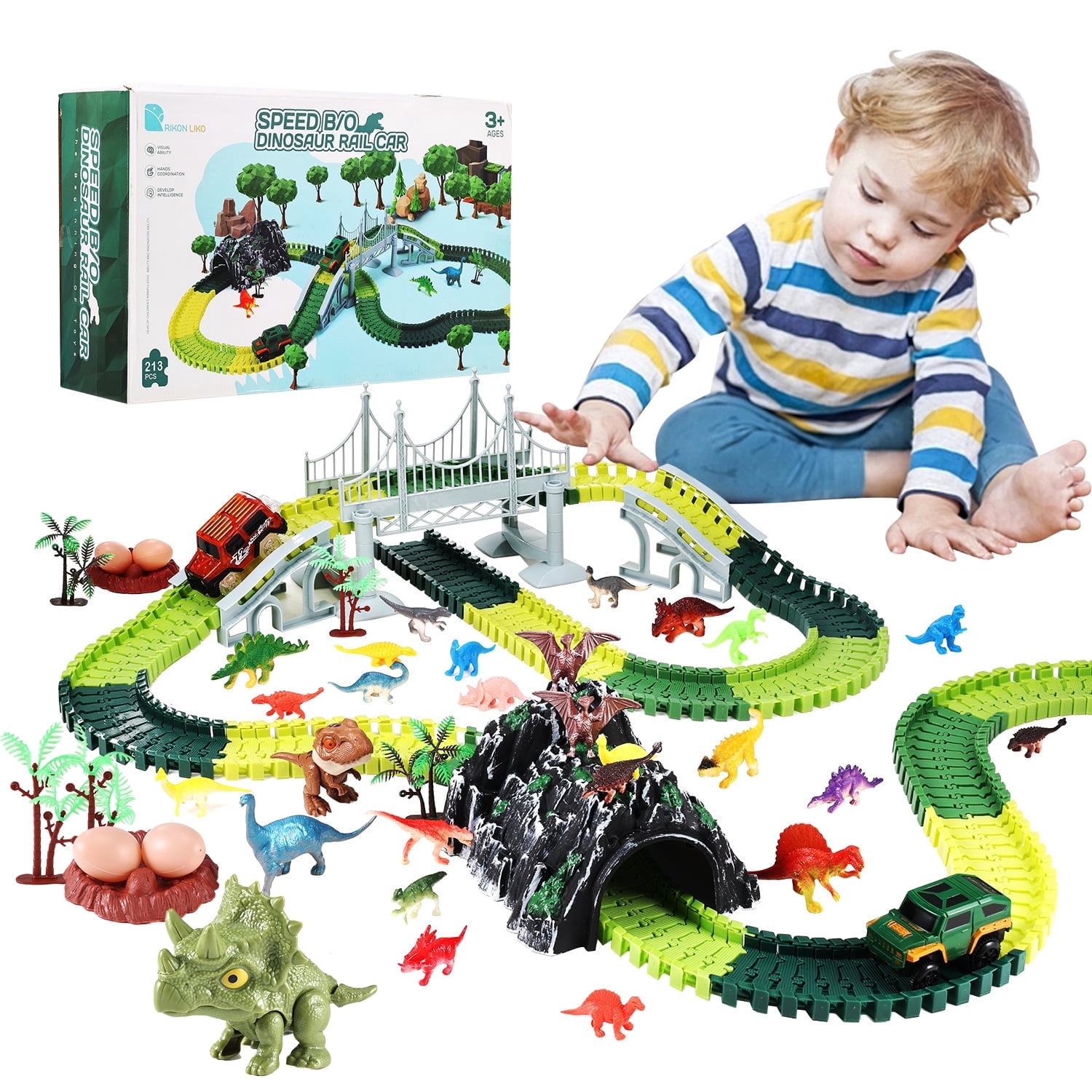 Zacro Dino Large Race Track World Playset, 240pcs Dinosaur Toys for ...