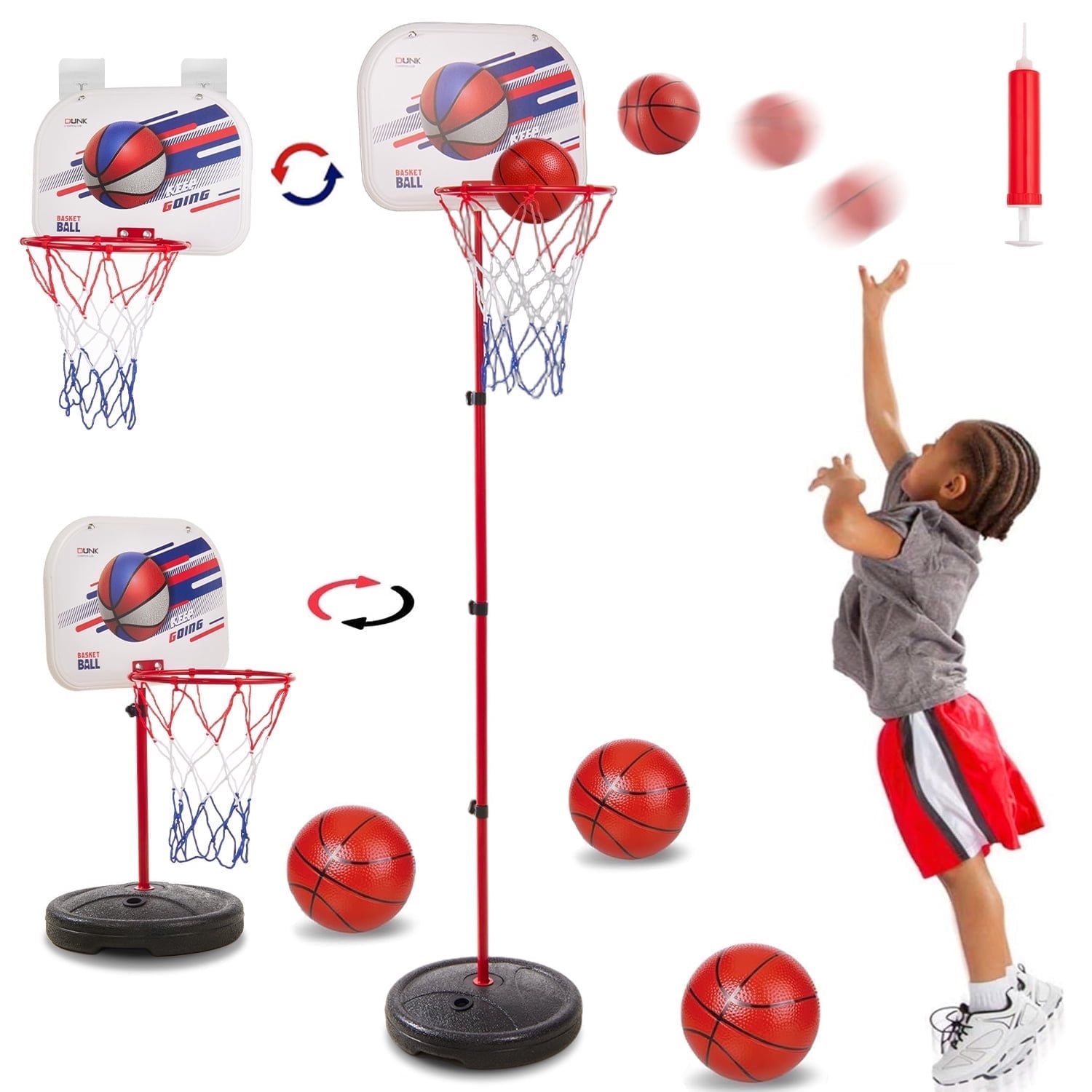 Zacro Basketball Hoop for Kids, 1.9-4.92FT Adjustable Height Toddler ...