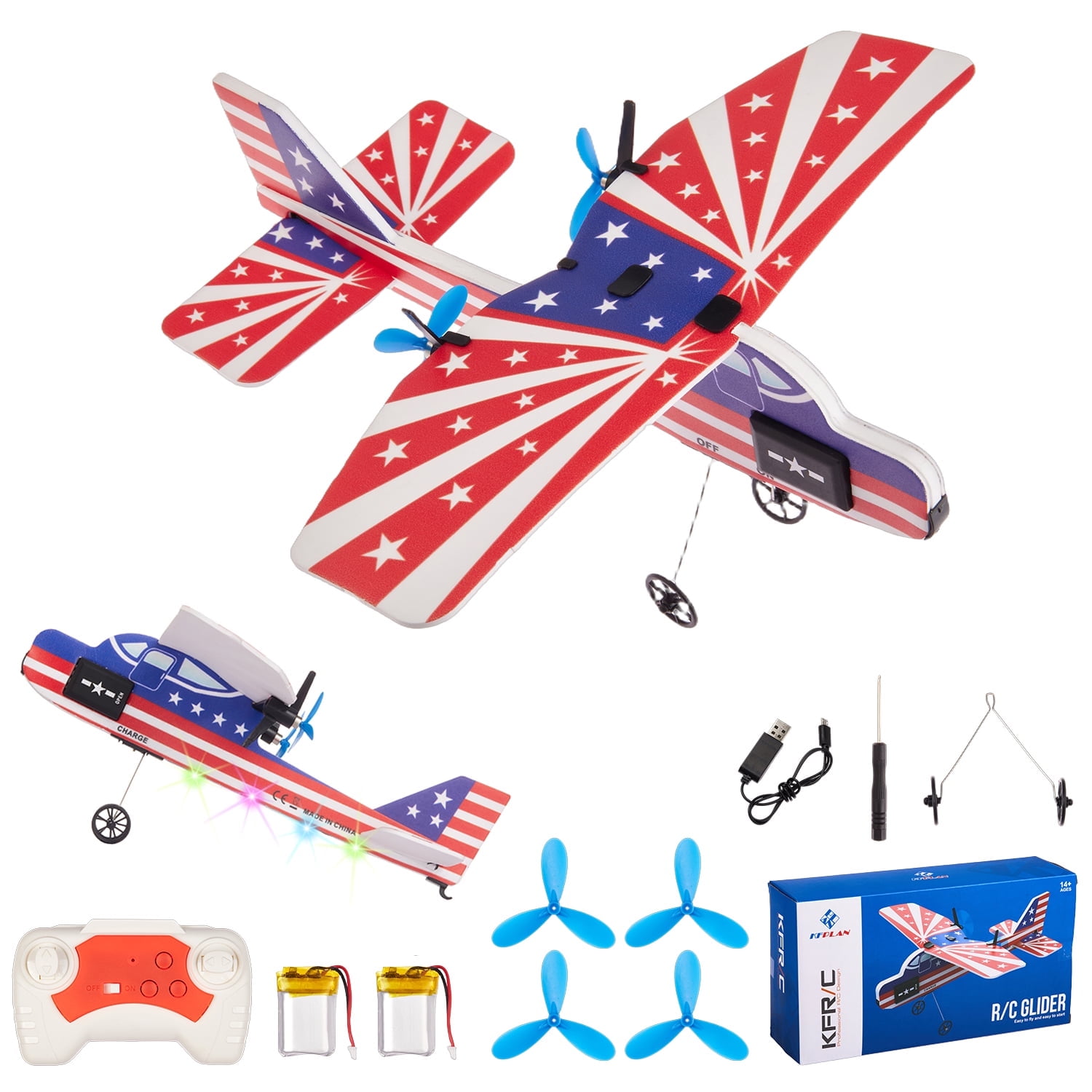Zacro RC Plane, 2.4GHZ Remote Control Airplane Toy with Colorful LED ...