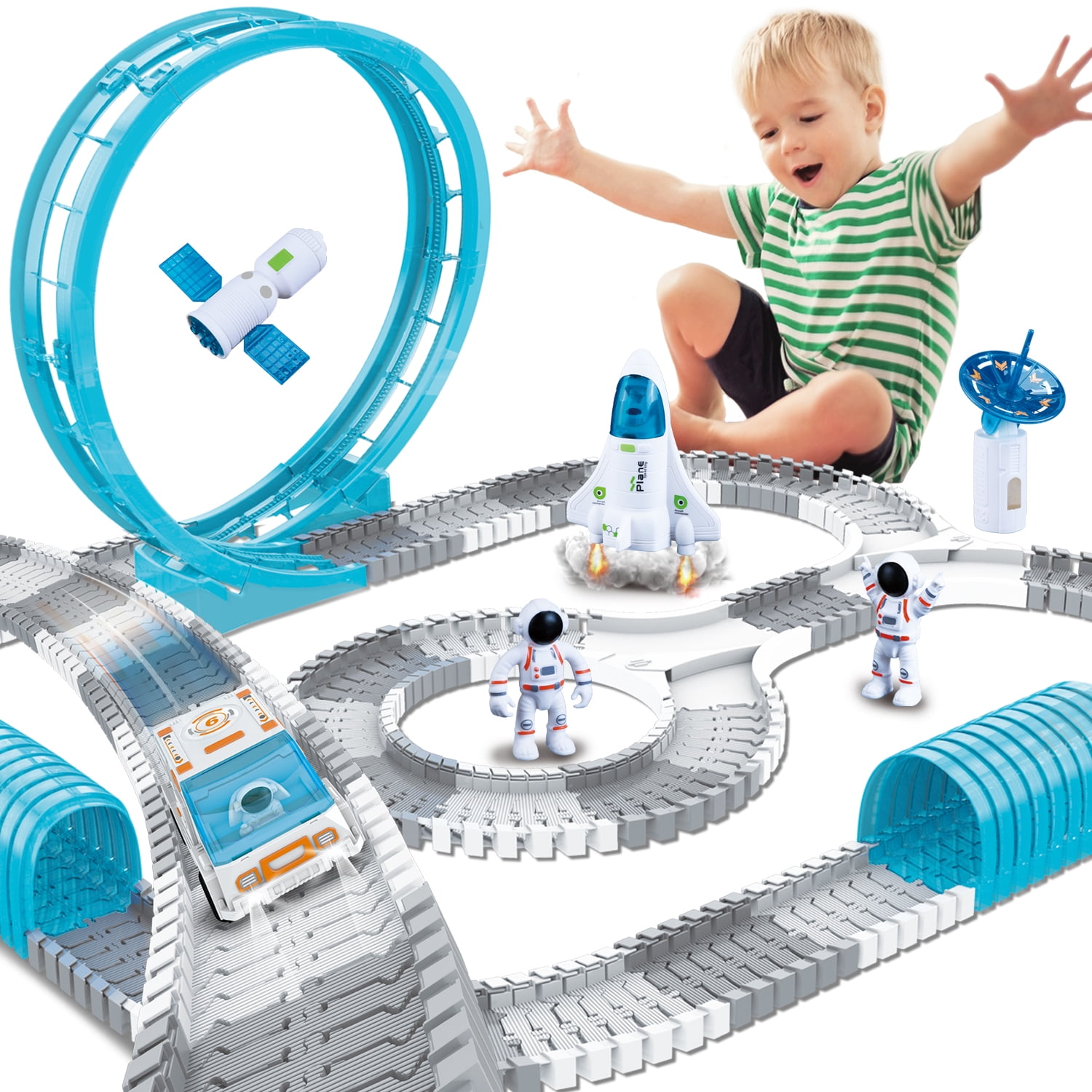 Zacro Race Car Track Set for Boys, 233PCS STEM Vehicles Playset ...