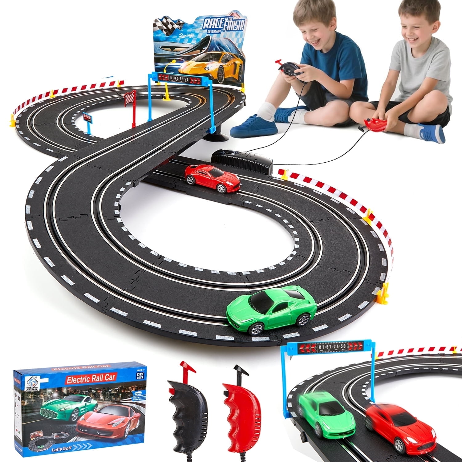 Zacro Slot Car Race Track Set, 20ft Electric Race Car Track with 2 High ...