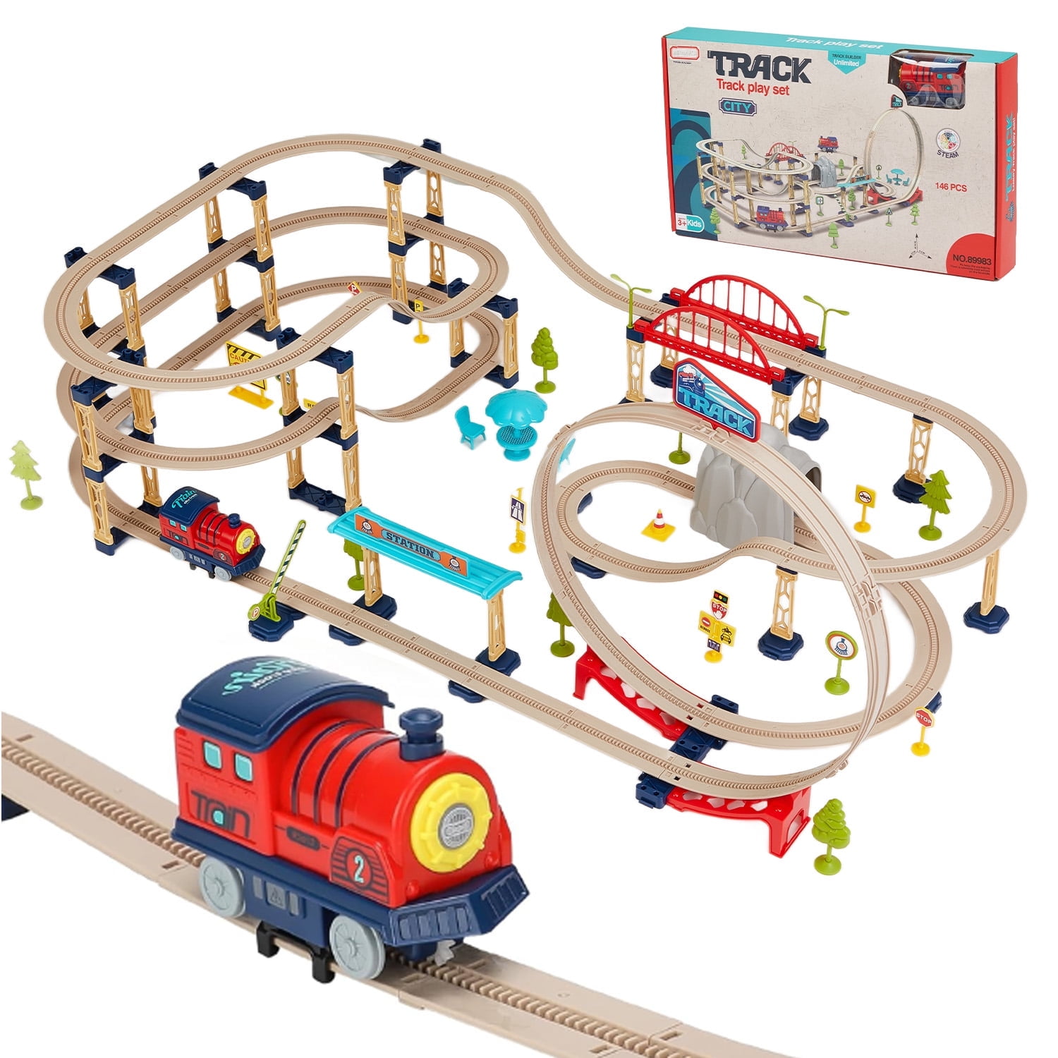 Zacro Electric Train Set for Kids, 146PCS City Theme Train Set with ...