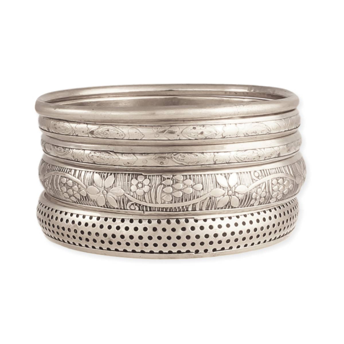 Zad Vintage Silver Bangle Bracelet, Set Of 5 - Walmart.com