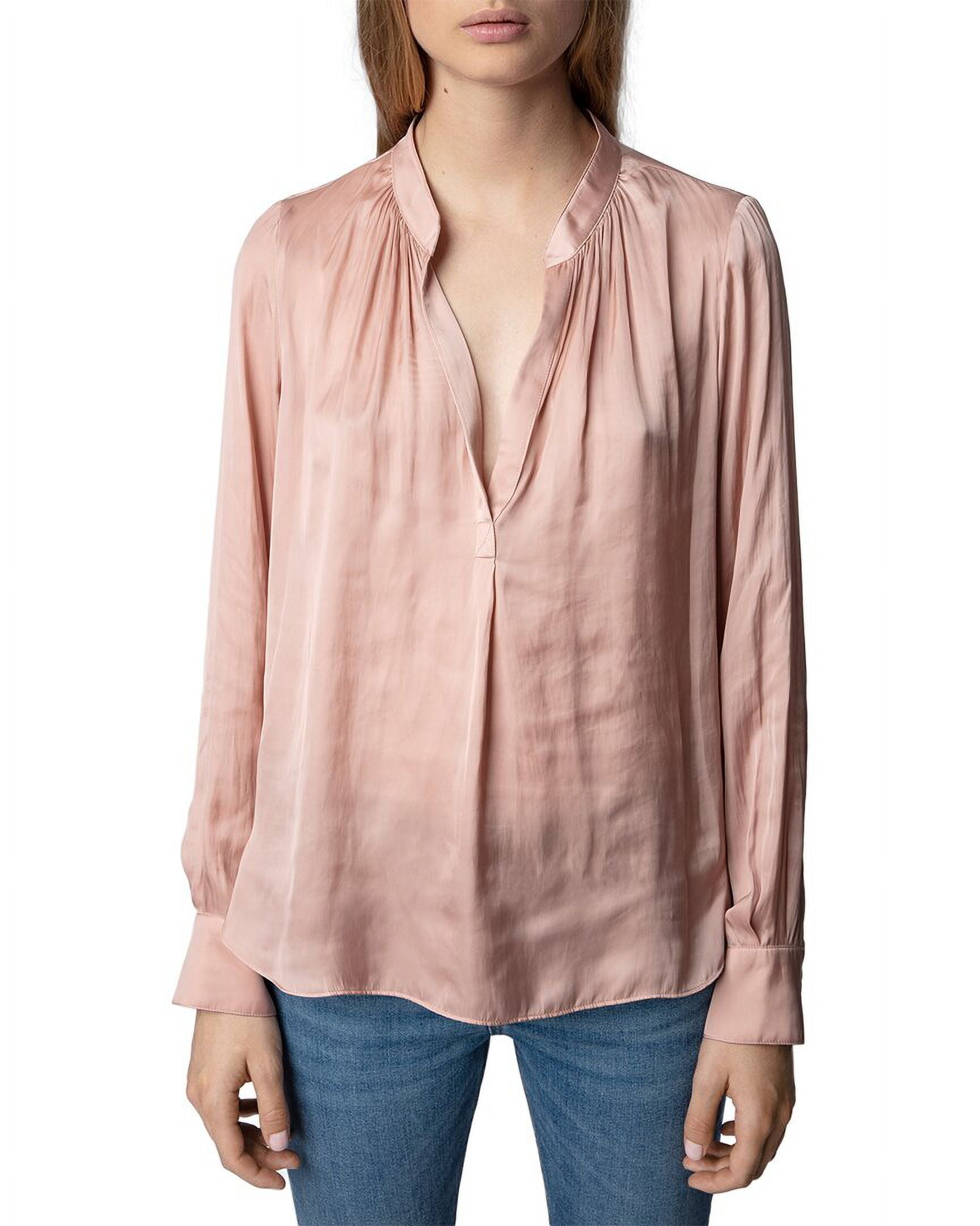 Zadig & Voltaire womens Long Sleeve Tink Satin Shirt, M, Pink - Walmart.com