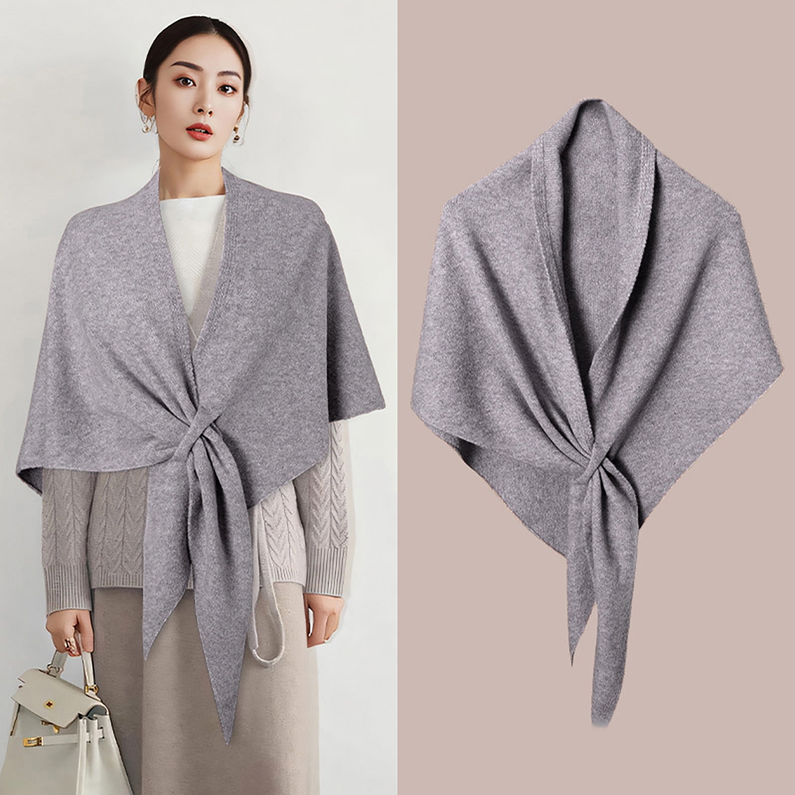 Zedker Shawl Wraps For Women Knitted Cardigan Cape Wool Shoulder Solid ...