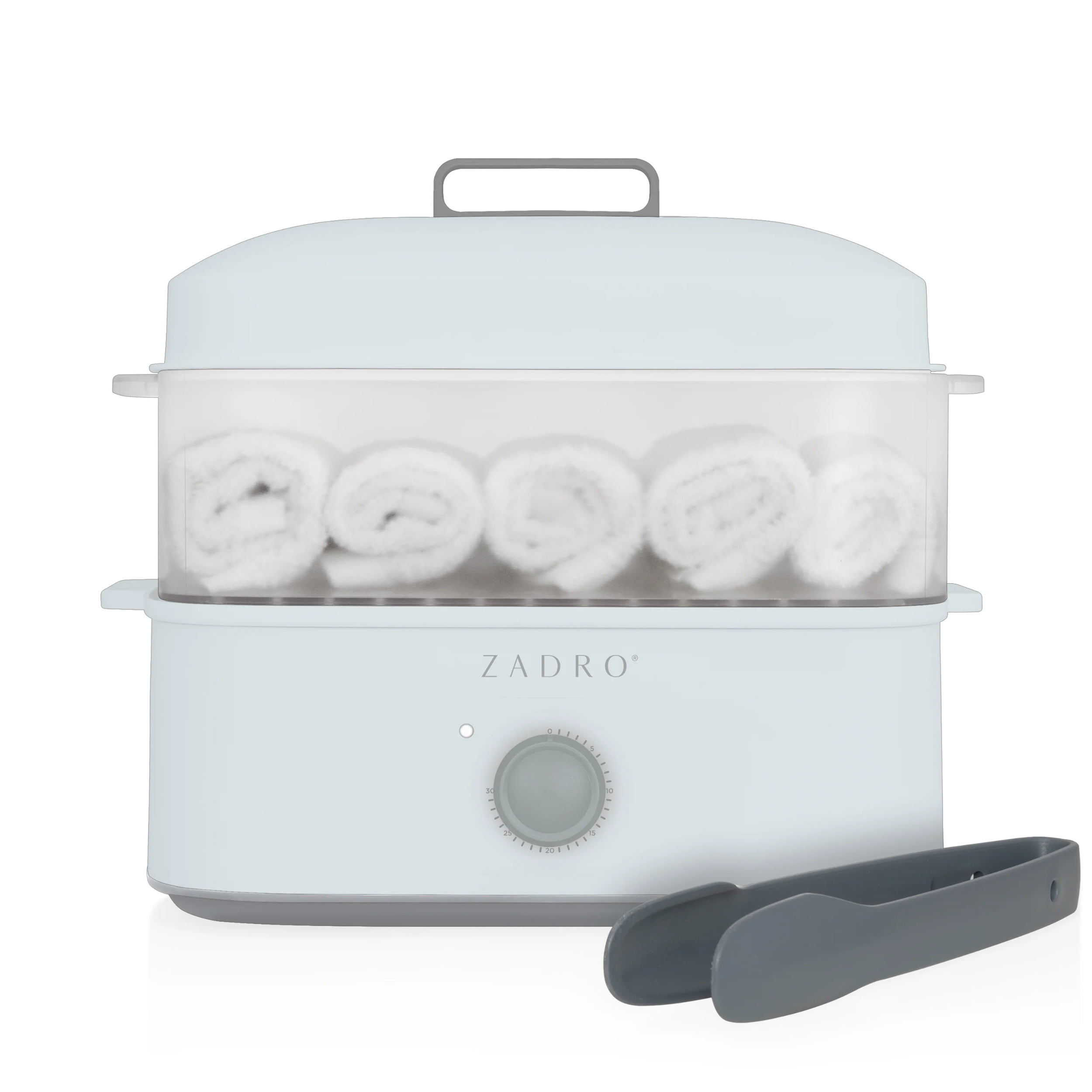 Zadro Towel Steamer with Tongs 8L Steam Tray 1.7L Tank Up to 12 wash ...