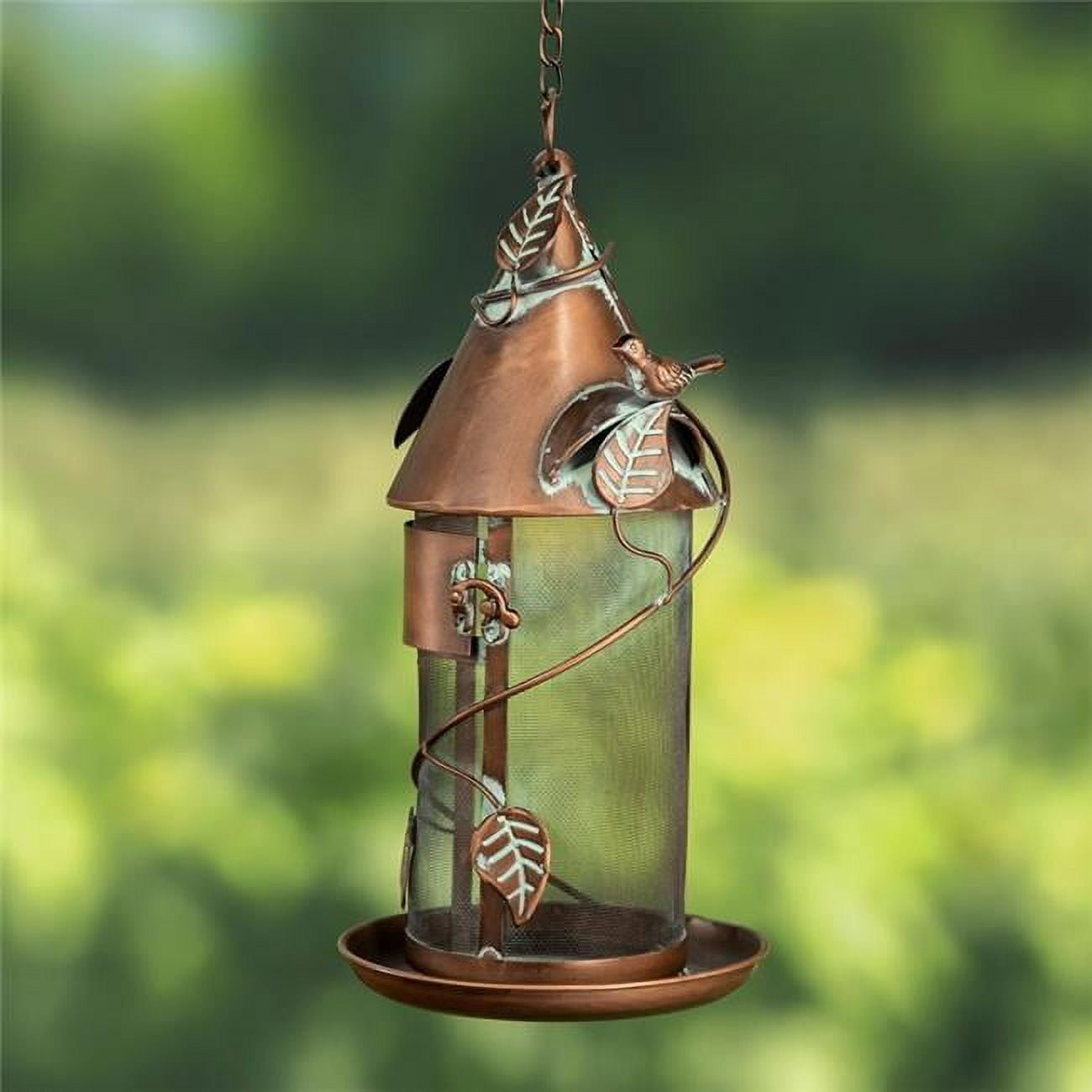 Zaer LS213031 Silo Hanging Iron Bird Feeder with Antique Copper ...