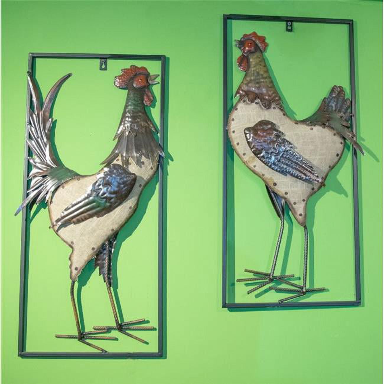 Zaer ZR140937 Rooster & Hen Hanging Wall Decor, Set of 2 - Walmart.com