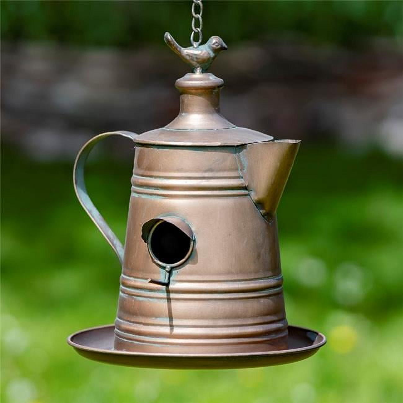 Zaer ZR170773-CP4 Hanging Teapot Birdhouse & Feeder Tea Kettle, Antique ...