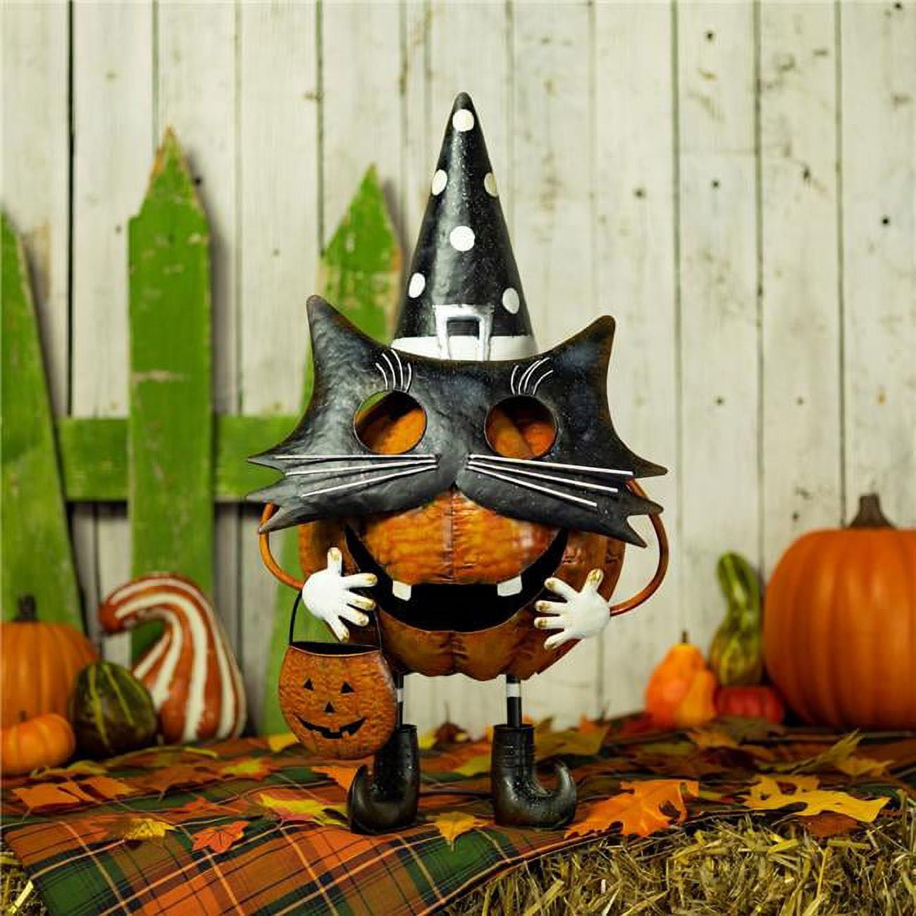 Zaer ZR195975 Binx Pumpkin Cat Halloween Figurine - Walmart.com