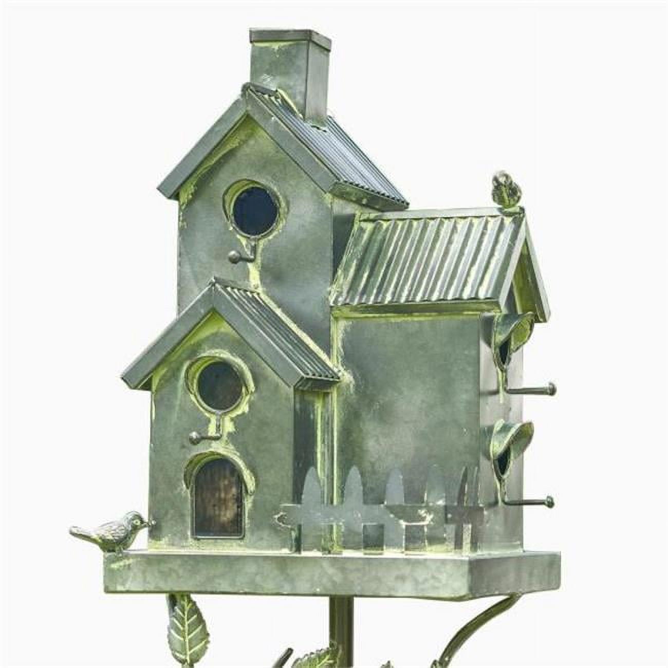 Zaer ZR198102 Galvanized Condo Birdhouse Stake with Fence - Walmart.com