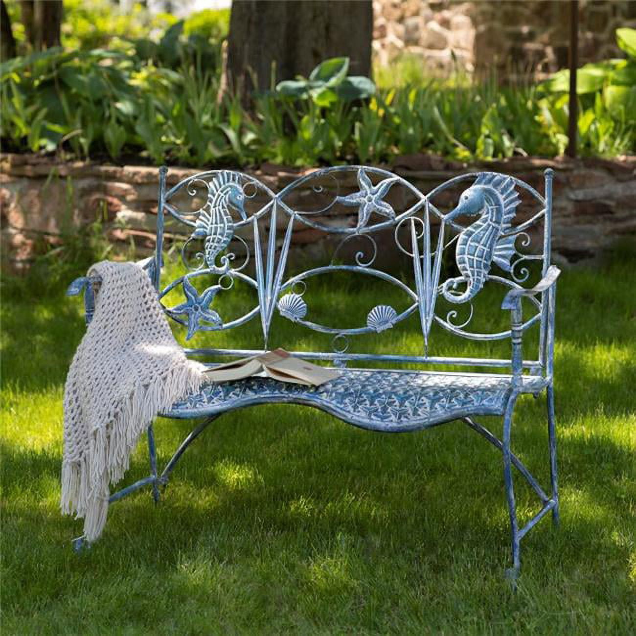 Zaer ZR200454 Cozumel Coastal Garden Bench with Seahorse & Starfish - Walmart.com
